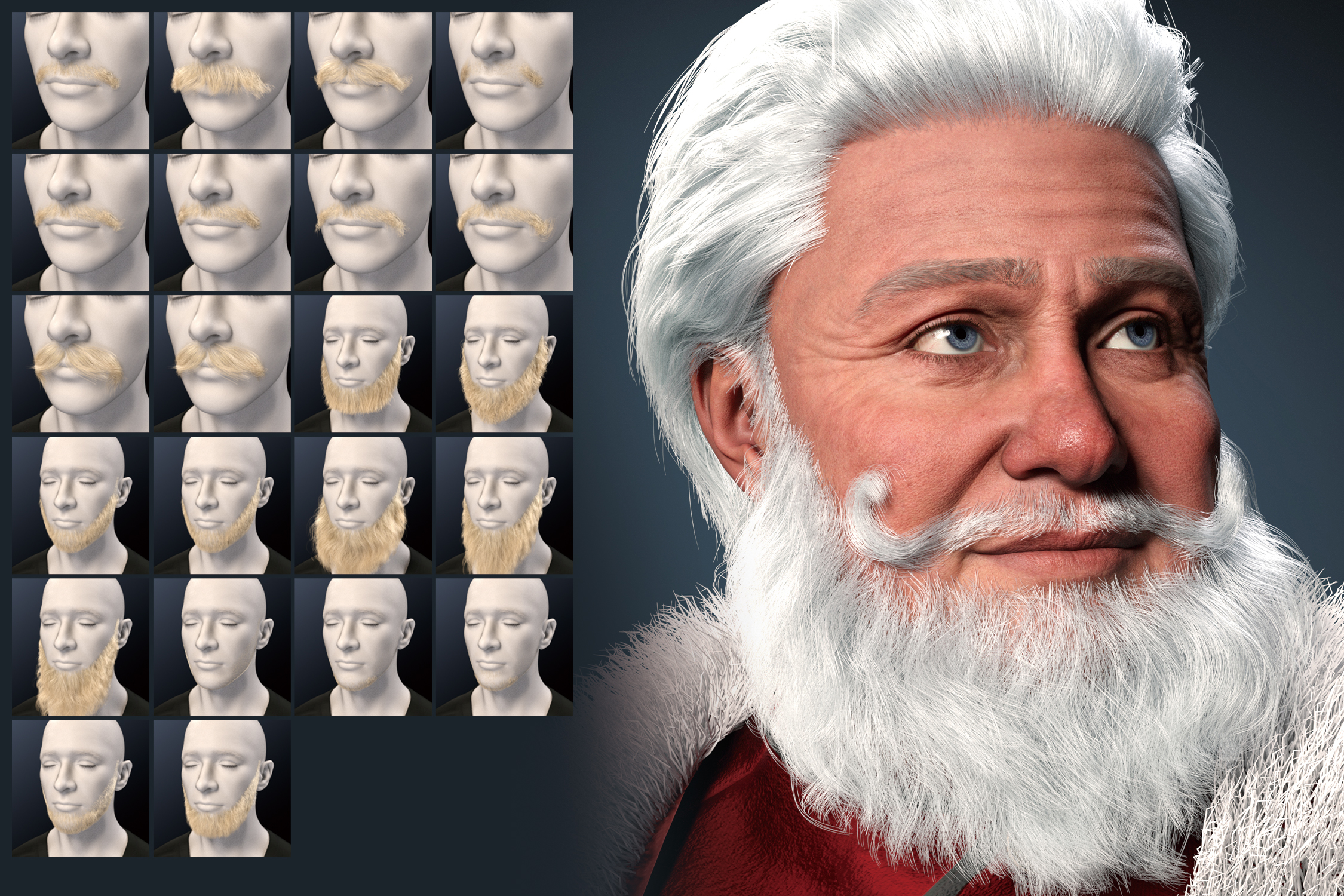 dForce FE Strand-Based Christmas Beard for Genesis 9 | Daz 3D