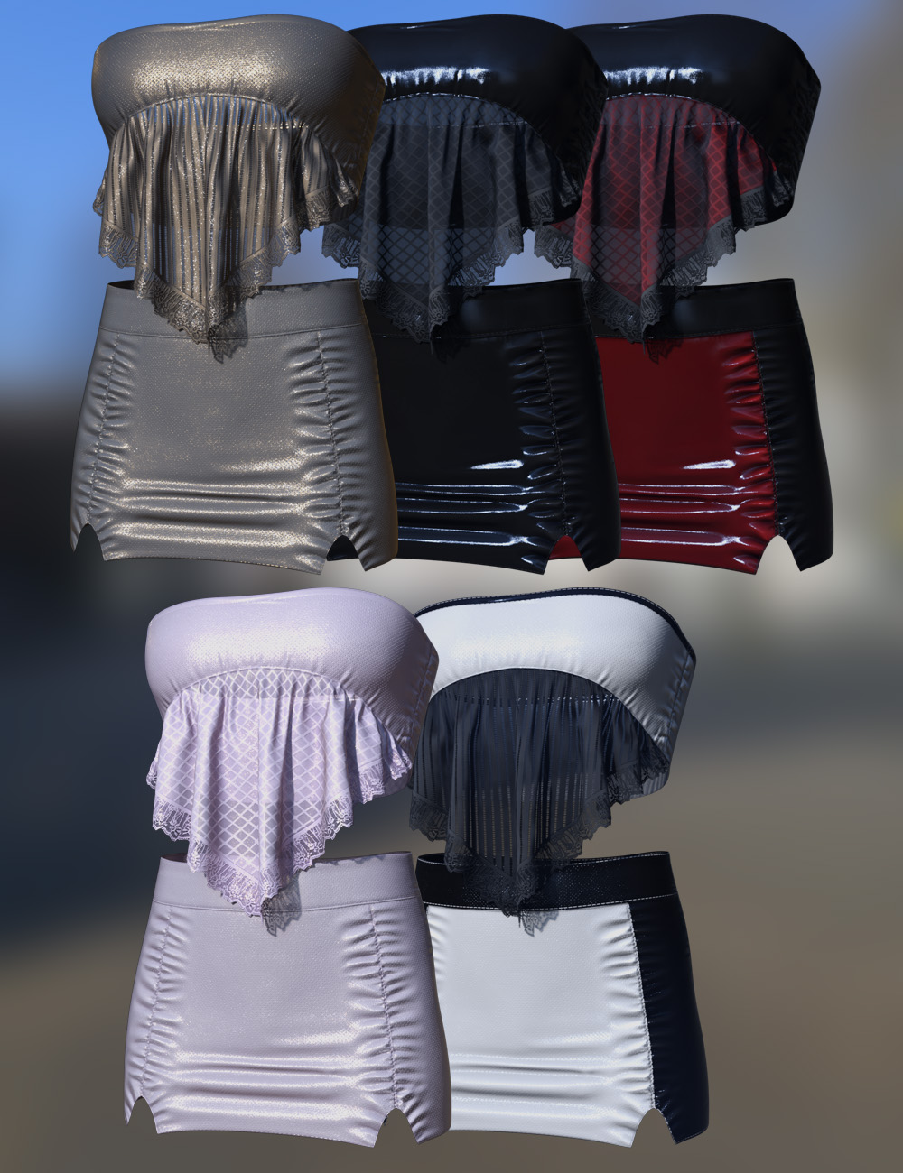 dForce Latex and Lace Outfit for Genesis 9 | Daz 3D