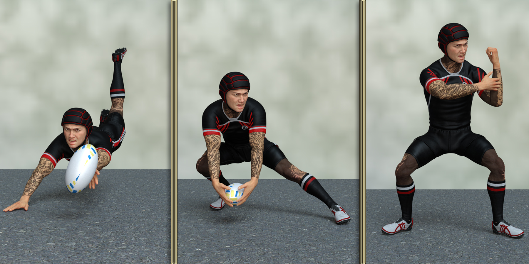 Rugby Poses for Genesis 9 | Daz 3D