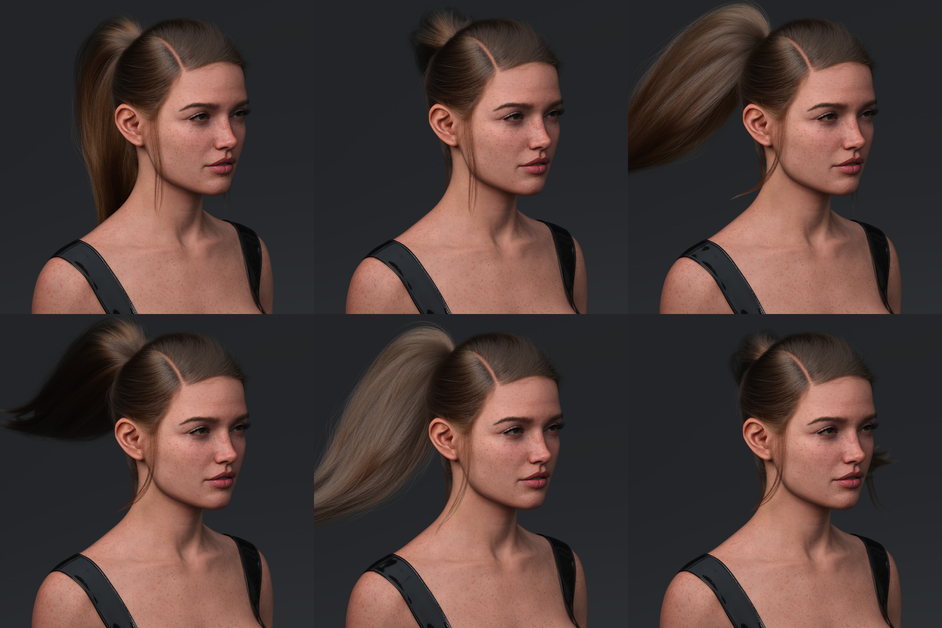 dForce Strand-Based Casual Side Parted Ponytail Hair for Genesis 9 and ...