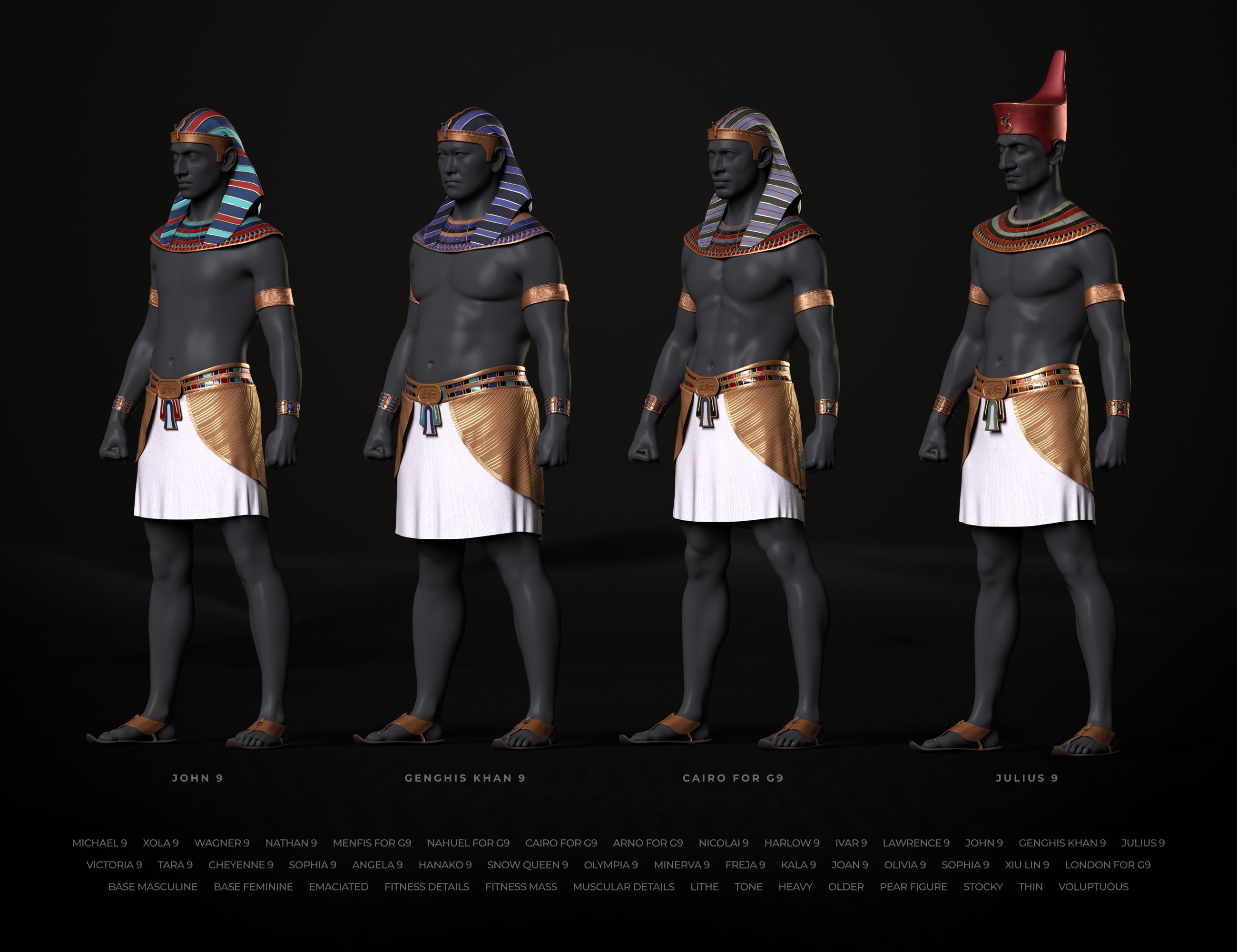 dForce Lowland Pharaoh Outfit for Genesis 9 | Daz 3D