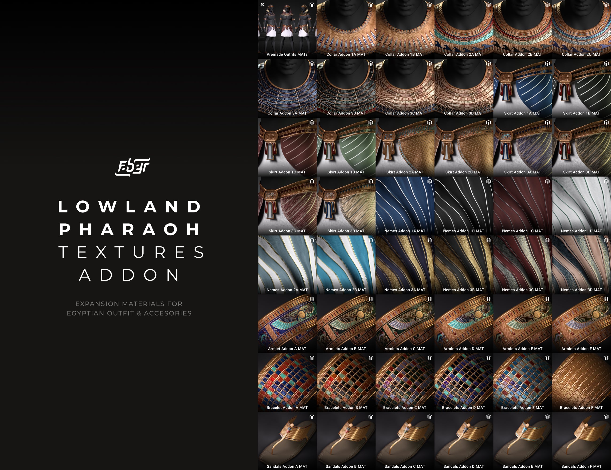 dForce Lowland Pharaoh Textures Add-on for Genesis 9 | Daz 3D