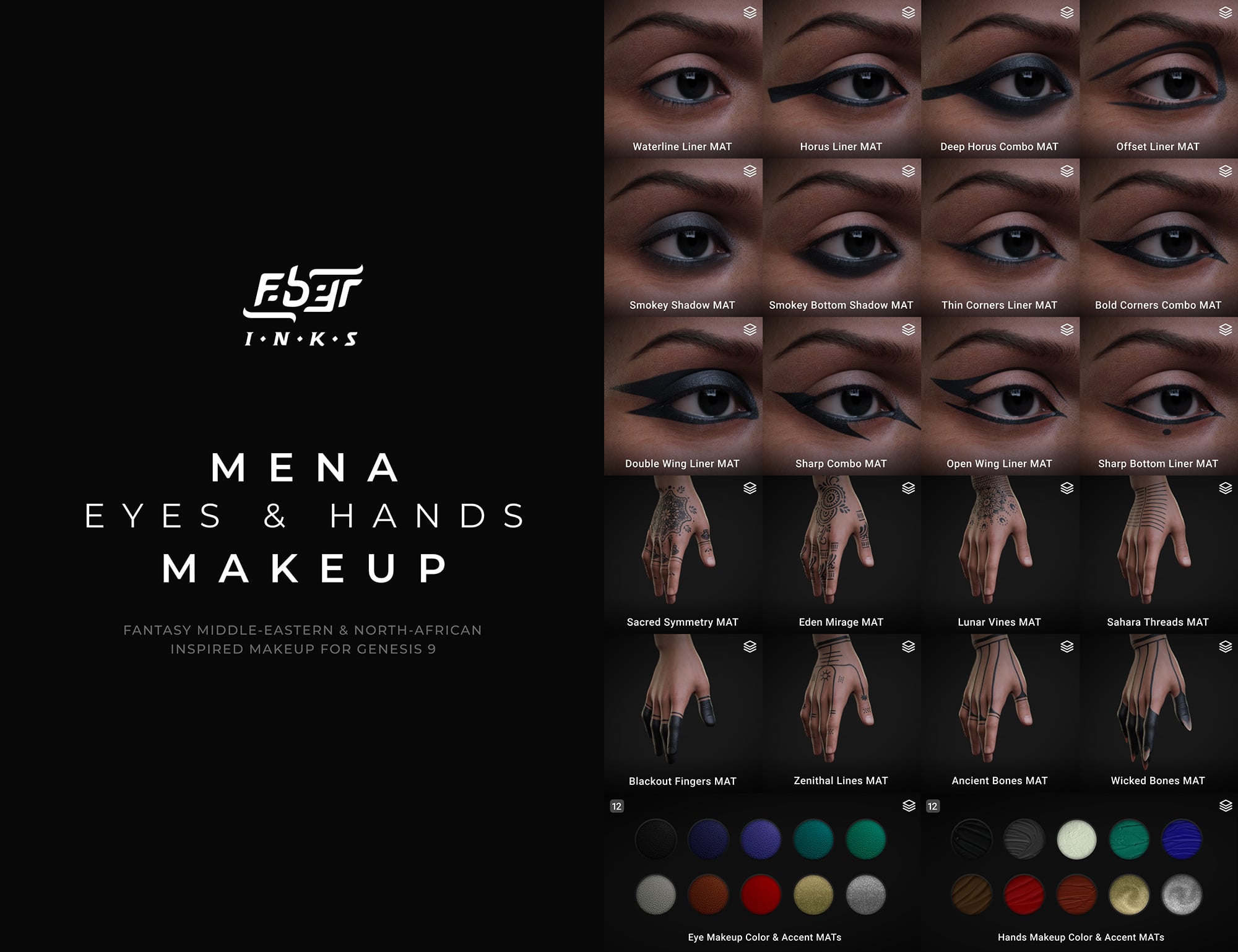 MENA Eyes and Hands Makeup for Genesis 9 | Daz 3D