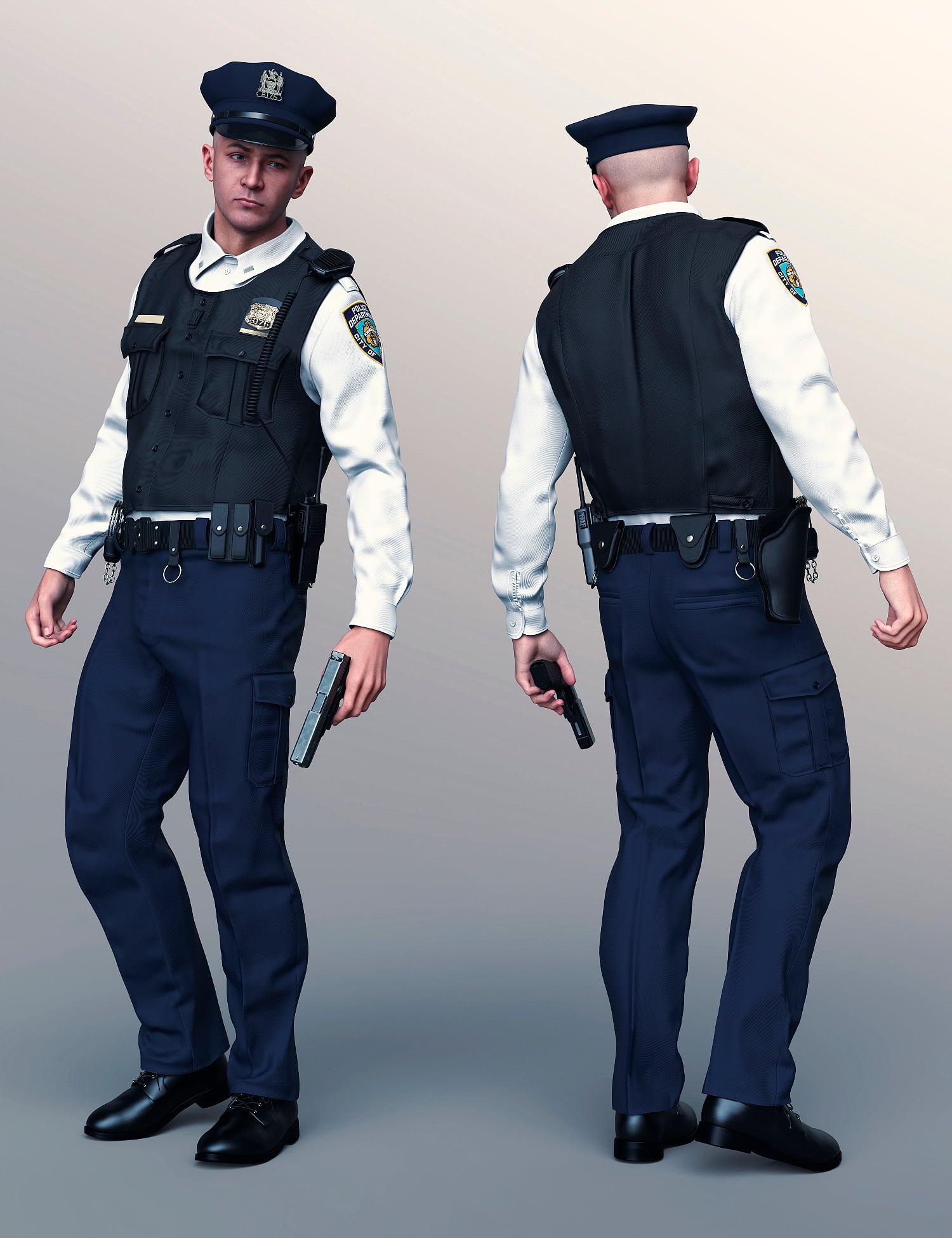 dForce Police Officer Uniform for Genesis 9 Add-On | Daz 3D