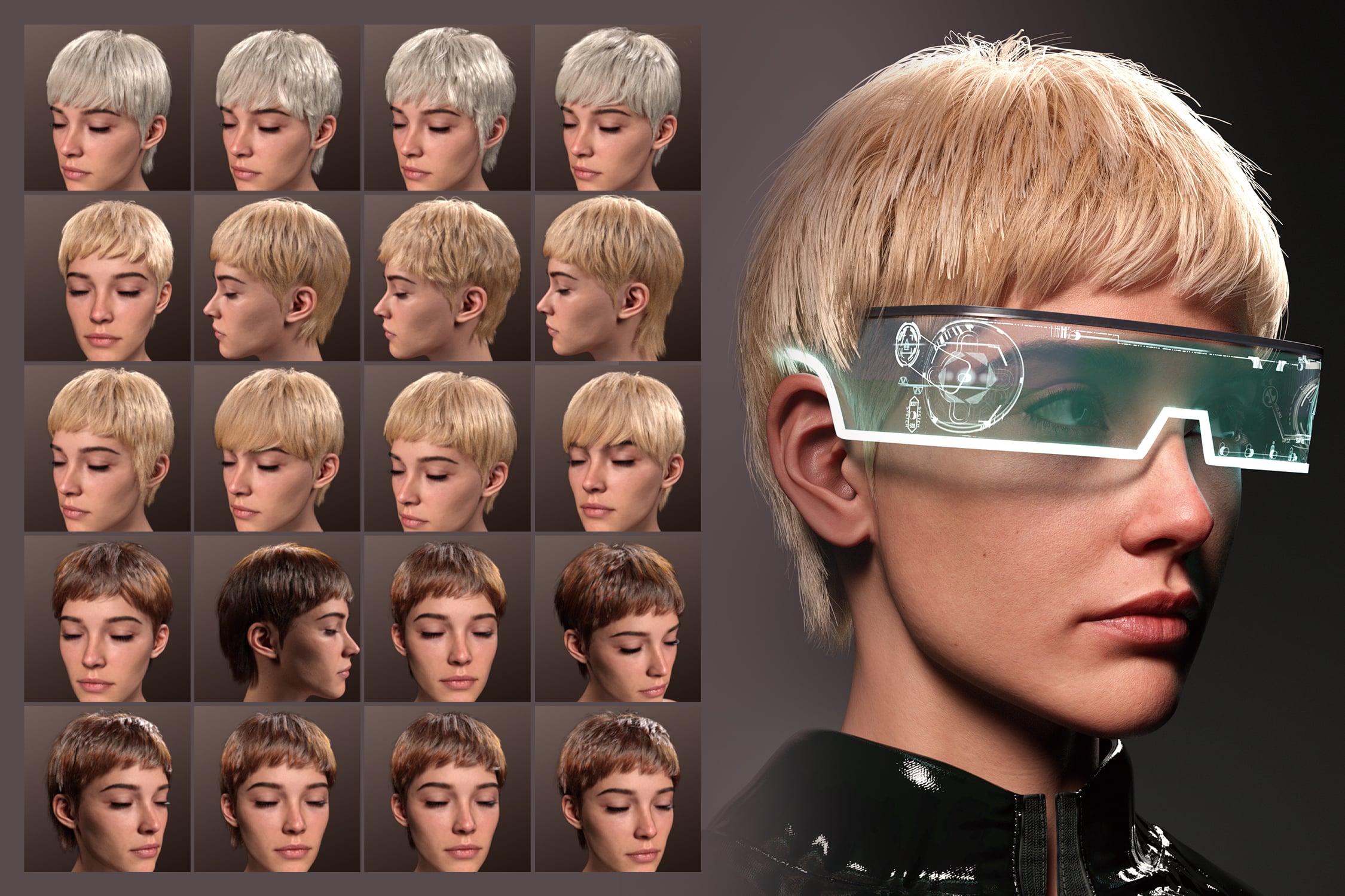 dForce FE Strand-Based Edgy Short Hair for Genesis 9 | Daz 3D