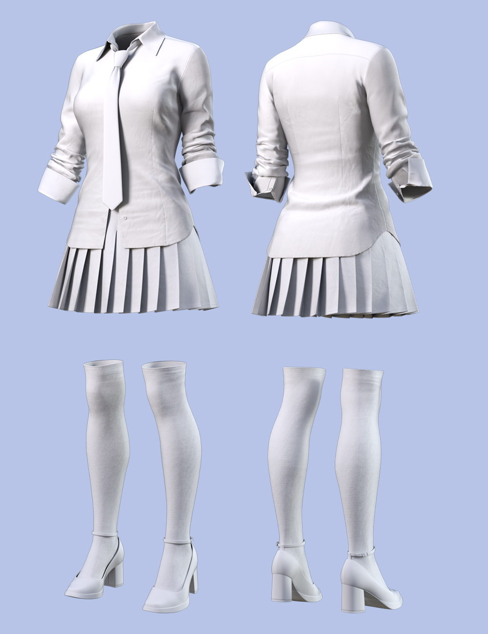 dForce HnC24 Chic Striped Shirt Outfits for Genesis 9 | Daz 3D