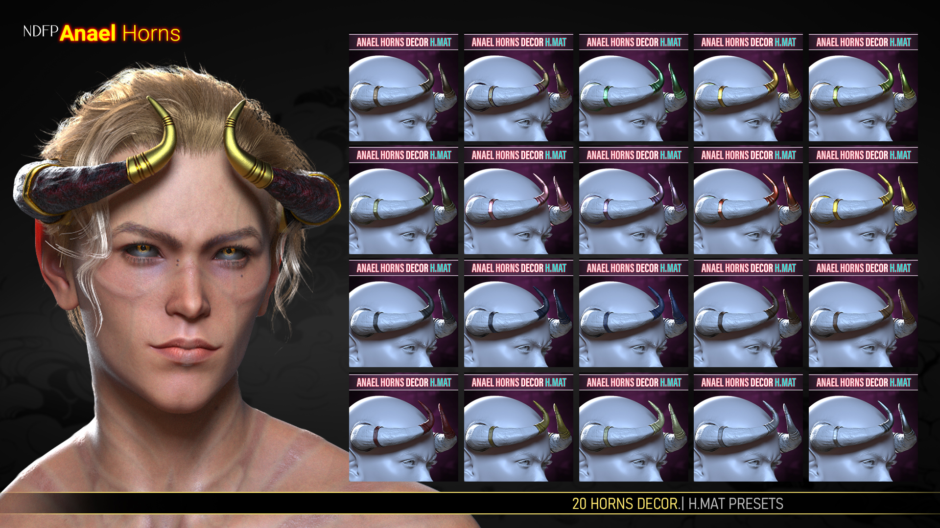 NDFP Anael Horns for Genesis 9 | Daz 3D
