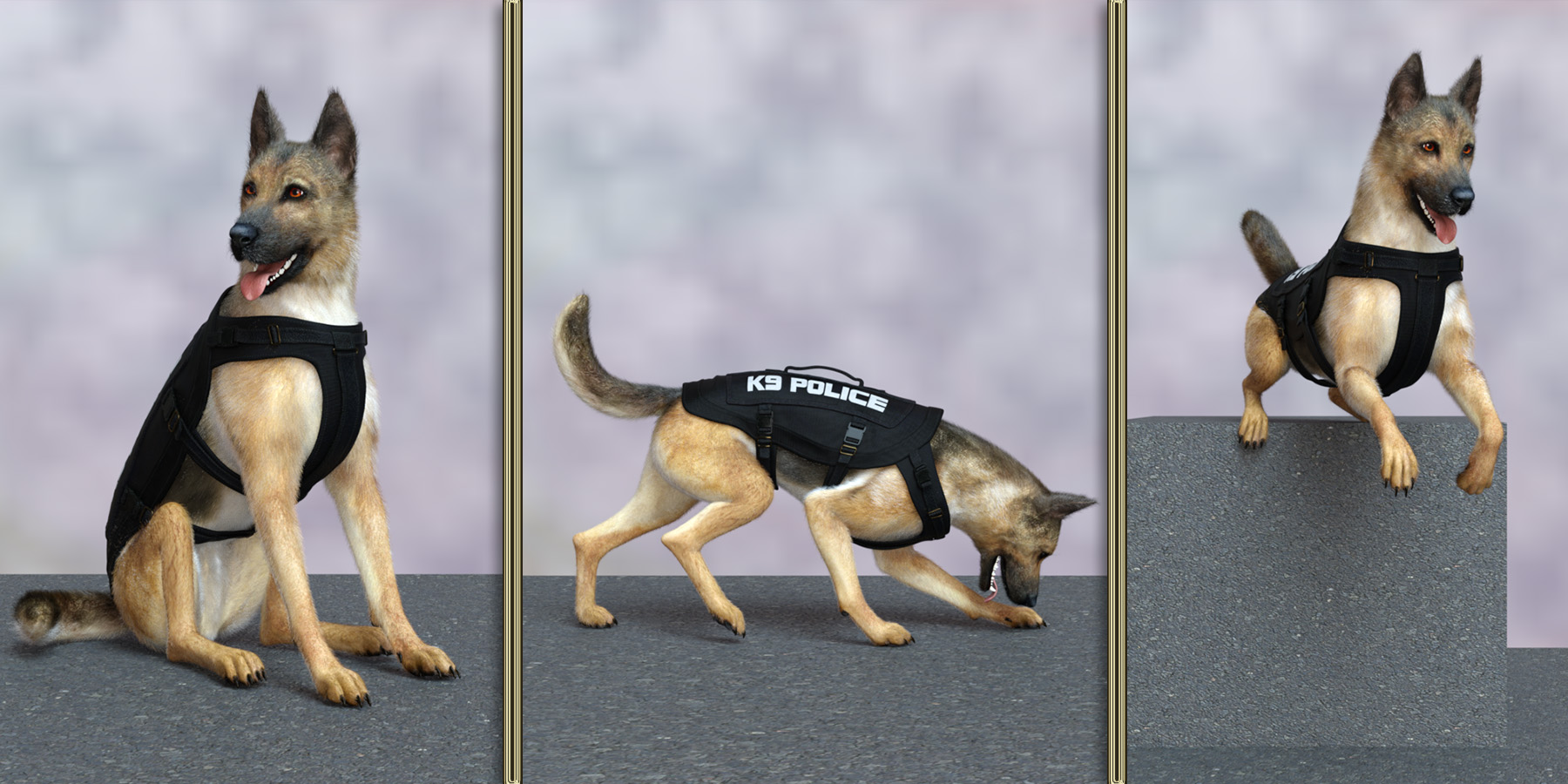 K9 Unit Poses for German Shepherd | Daz 3D