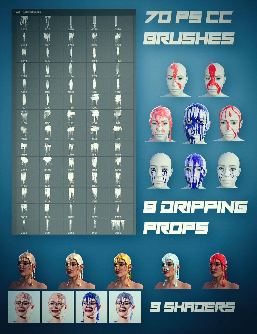 GNBD Dripping Paints Props & Brushes Vol 1 | Daz 3D
