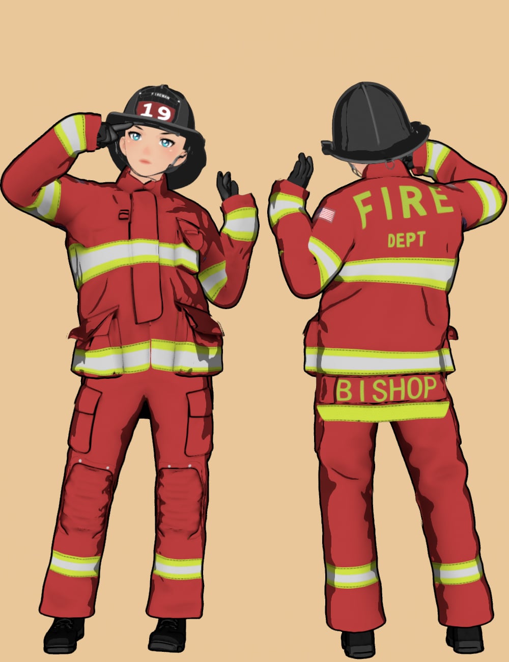 KuJ Firefighter Suit Toon For Genesis 9 | Daz 3D