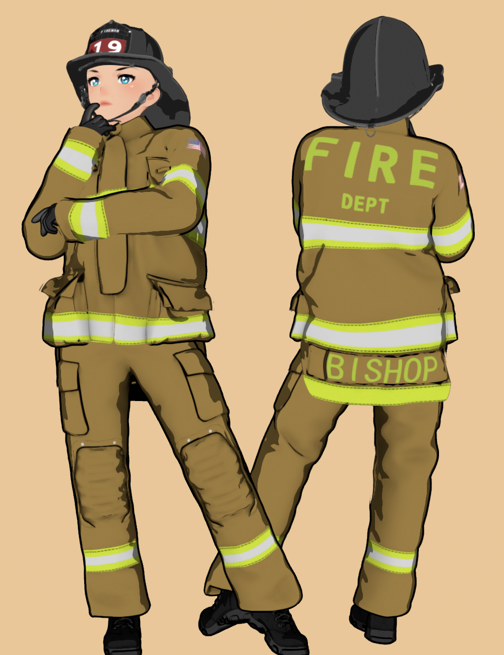 KuJ Firefighter Suit Toon For Genesis 9 | Daz 3D