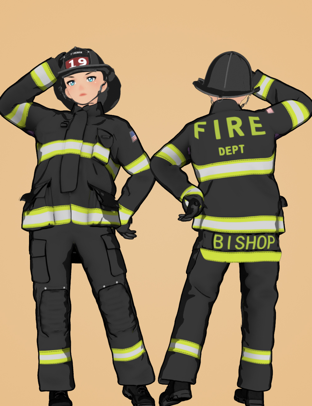 KuJ Firefighter Suit Toon For Genesis 9 | Daz 3D