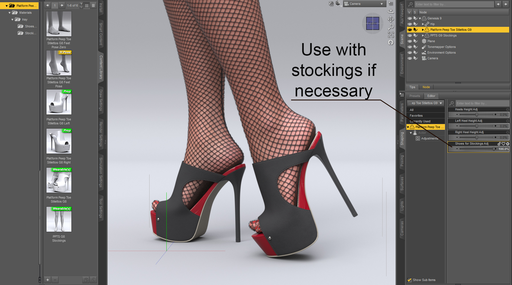 Platform Peep Toe Stilettos for Genesis 9, 8 and 8.1 Female | Daz 3D