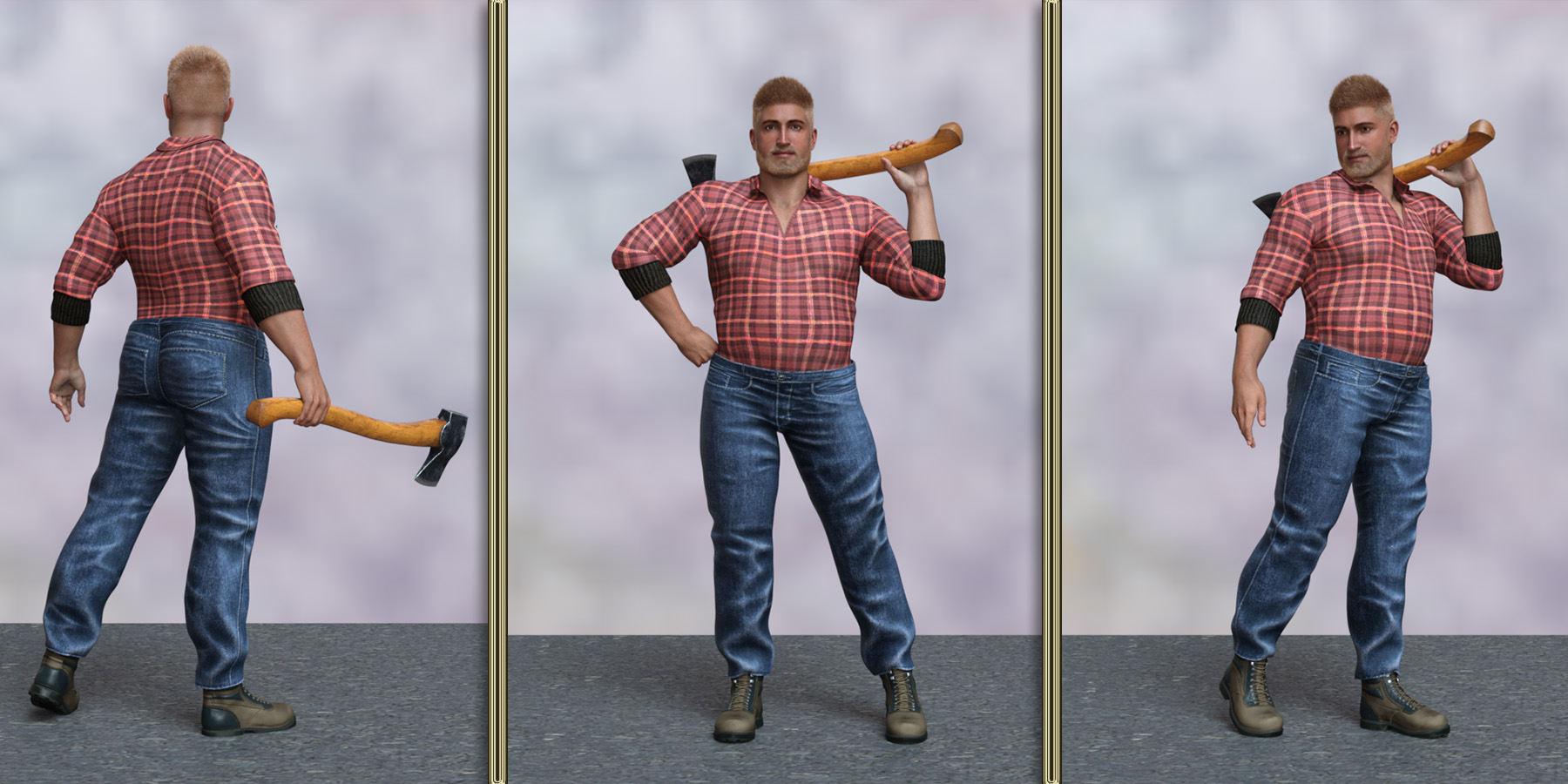 Axe Man Poses for Mateo Mountain Man 9 | Daz 3D