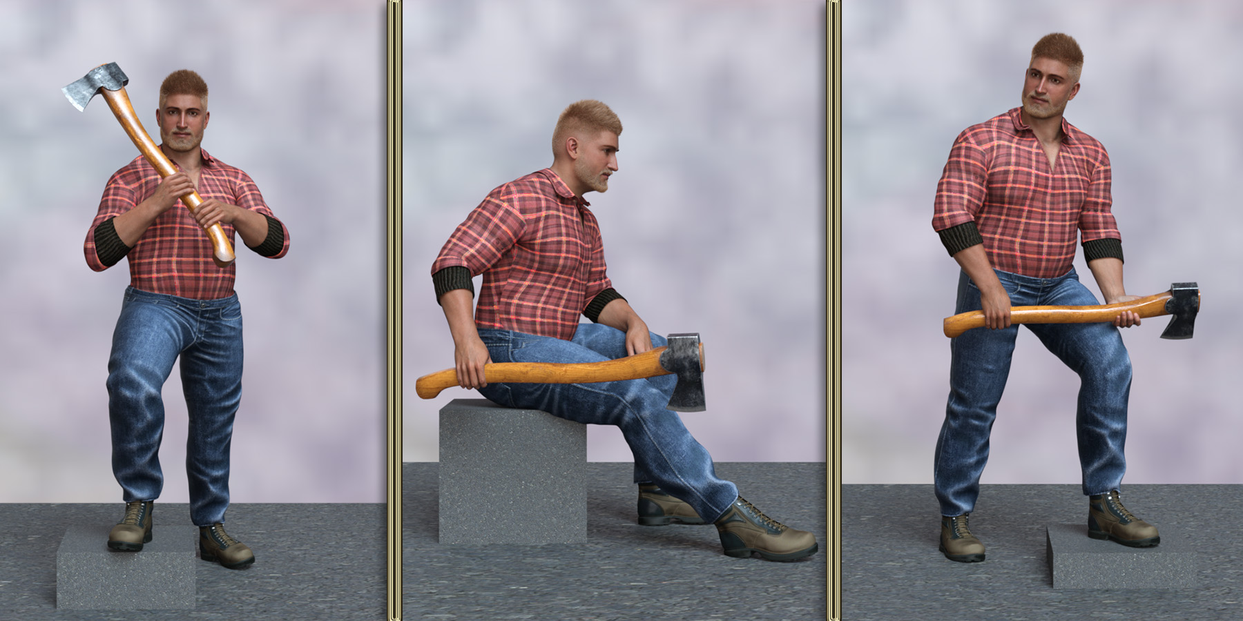 Axe Man Poses for Mateo Mountain Man 9 | Daz 3D