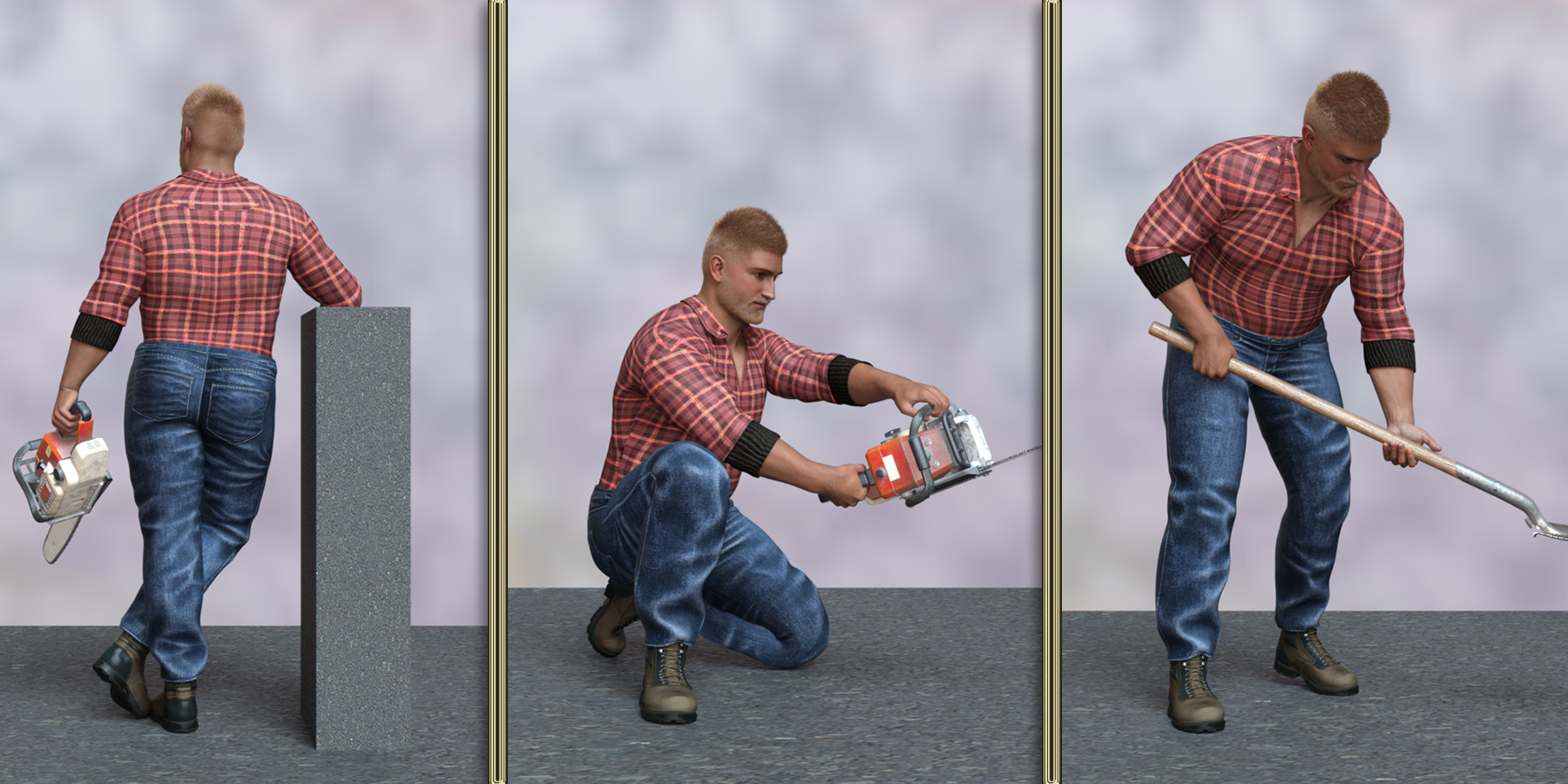 Axe Man Poses for Mateo Mountain Man 9 | Daz 3D