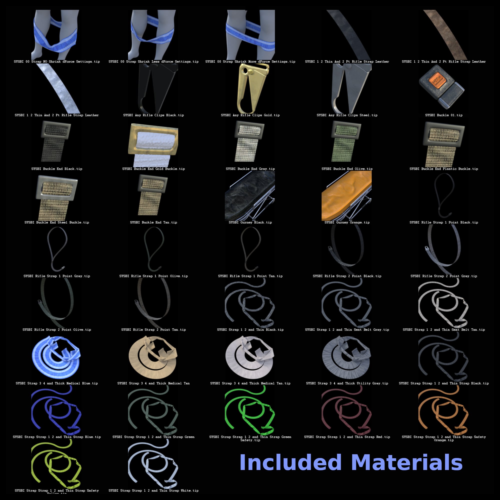 SY dForce Belts, Straps and Slings Iray | Daz 3D