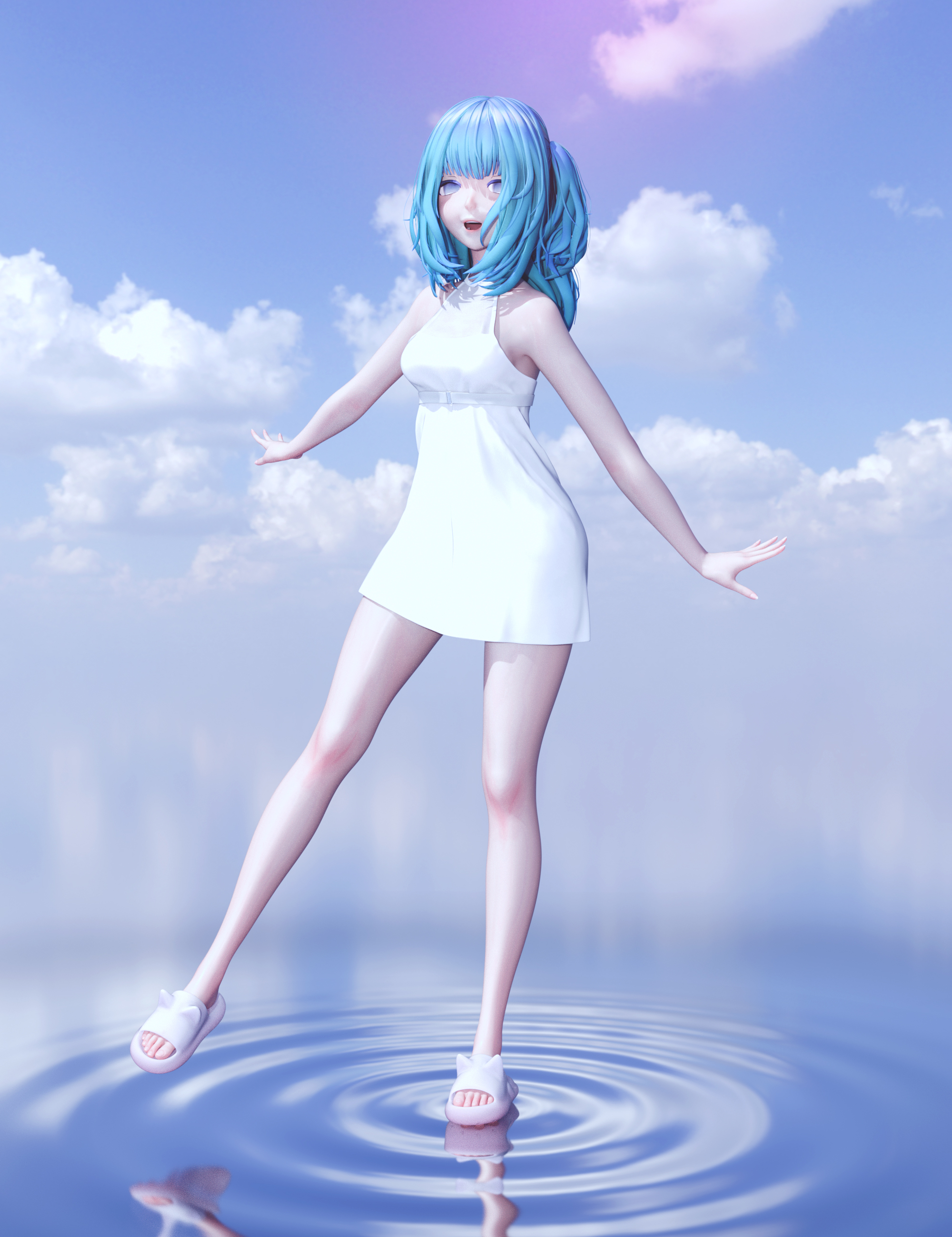 dForce Nirv Zero's Shawl Double Ponytail Anime Hair for Genesis 9 Toon ...