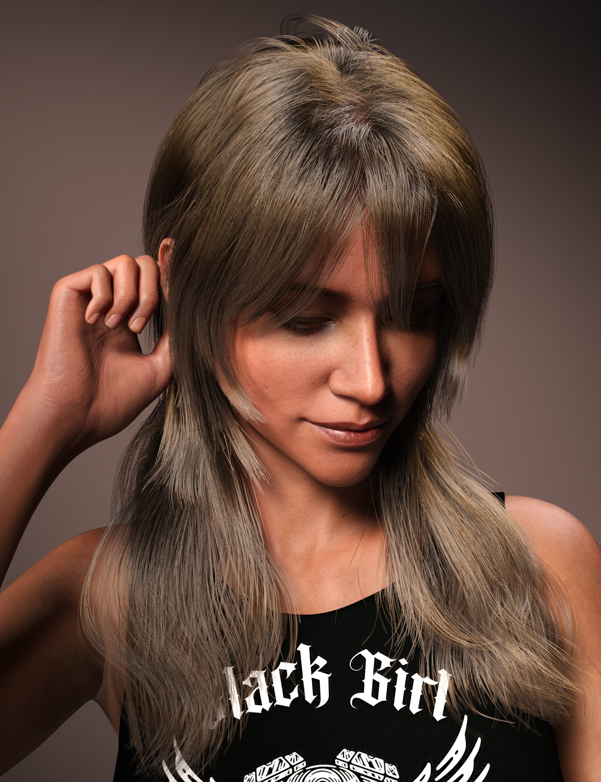dForce FE Strand-Based Wolf Cut Long Hair for Genesis 9 | Daz 3D