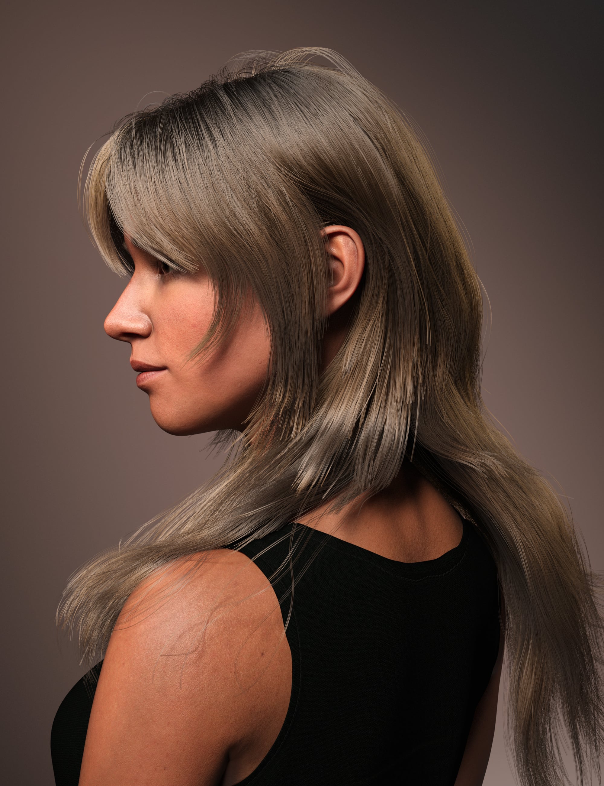 dForce FE Strand-Based Wolf Cut Long Hair for Genesis 9 | Daz 3D