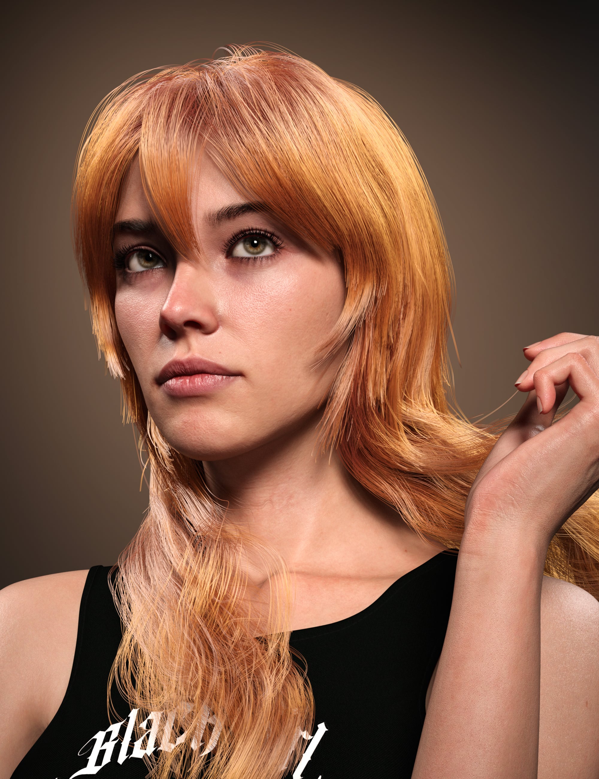 dForce FE Strand-Based Wolf Cut Long Hair for Genesis 9 | Daz 3D