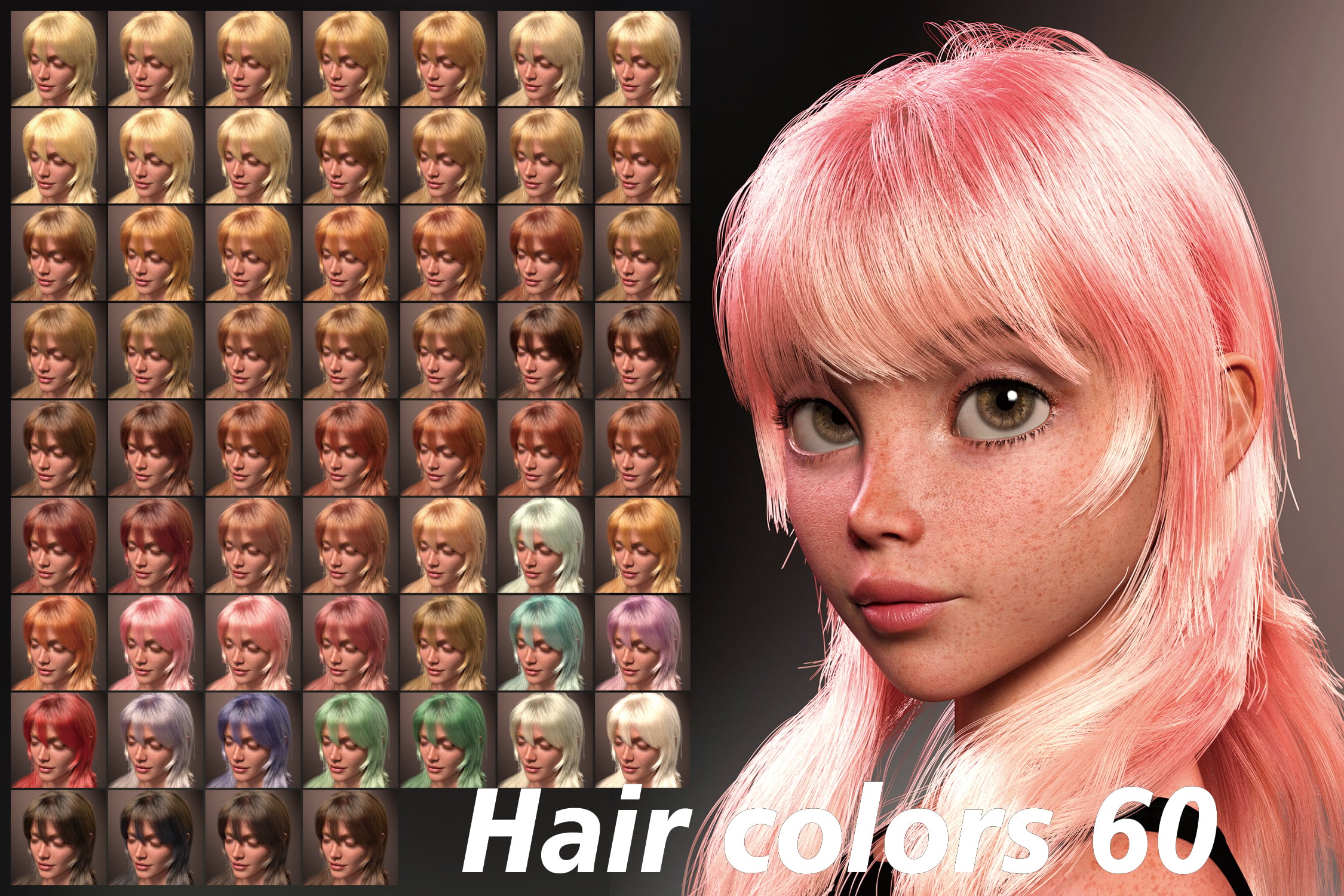 dForce FE Strand-Based Wolf Cut Long Hair for Genesis 9 | Daz 3D