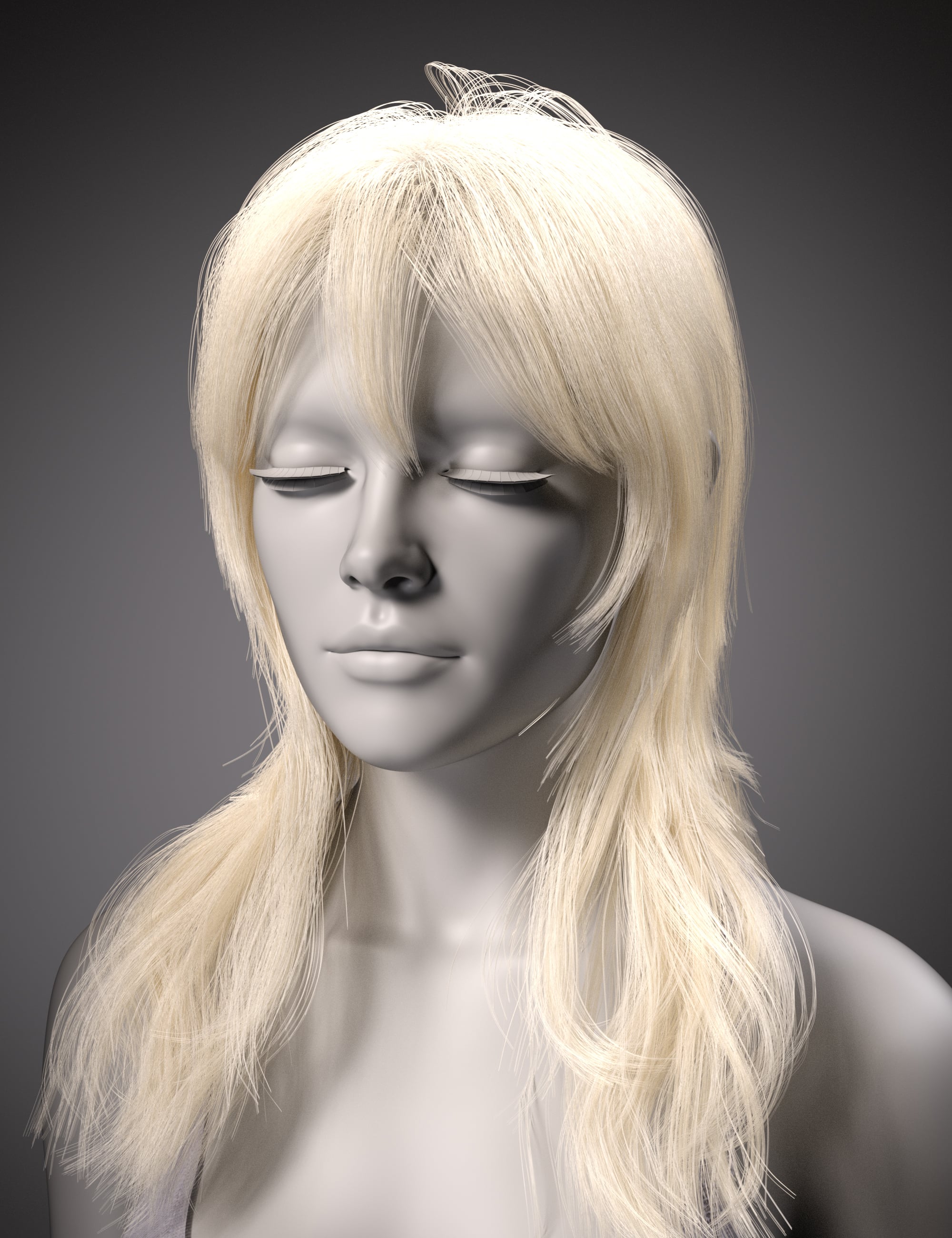 dForce FE Strand-Based Wolf Cut Long Hair for Genesis 9 | Daz 3D