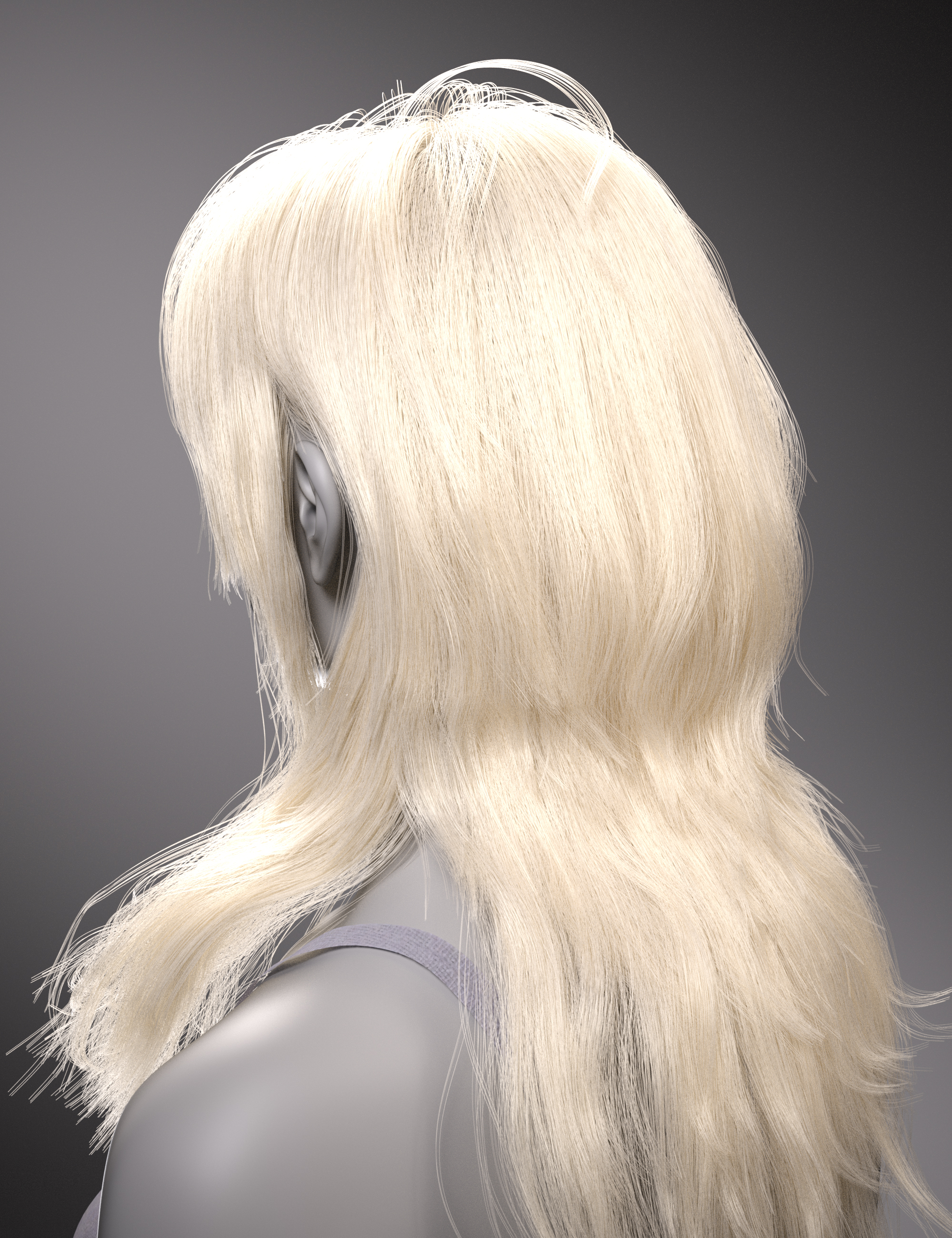 dForce FE Strand-Based Wolf Cut Long Hair for Genesis 9 | Daz 3D