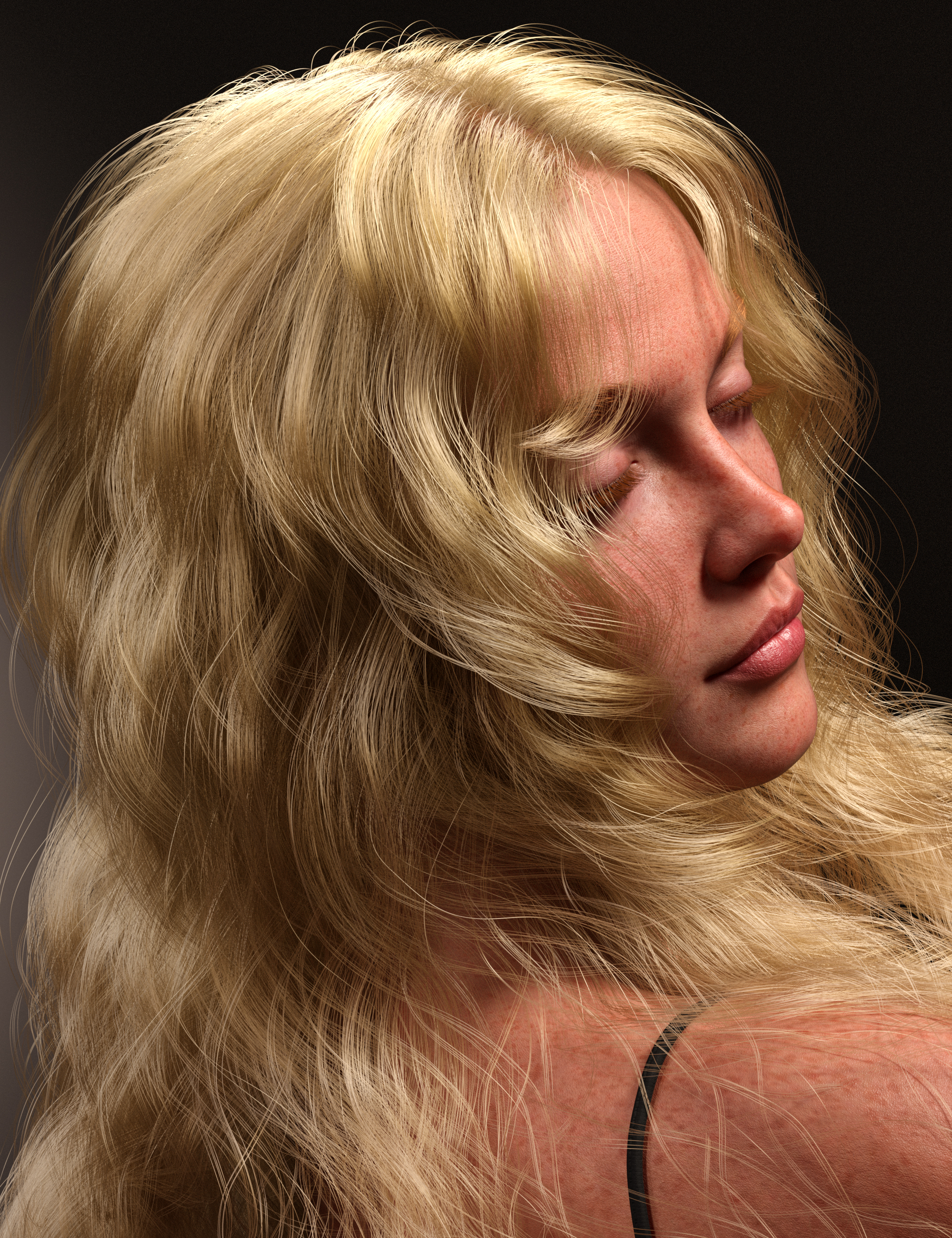 dForce FE Strand-Based Curly Long Hair for Genesis 9 | Daz 3D