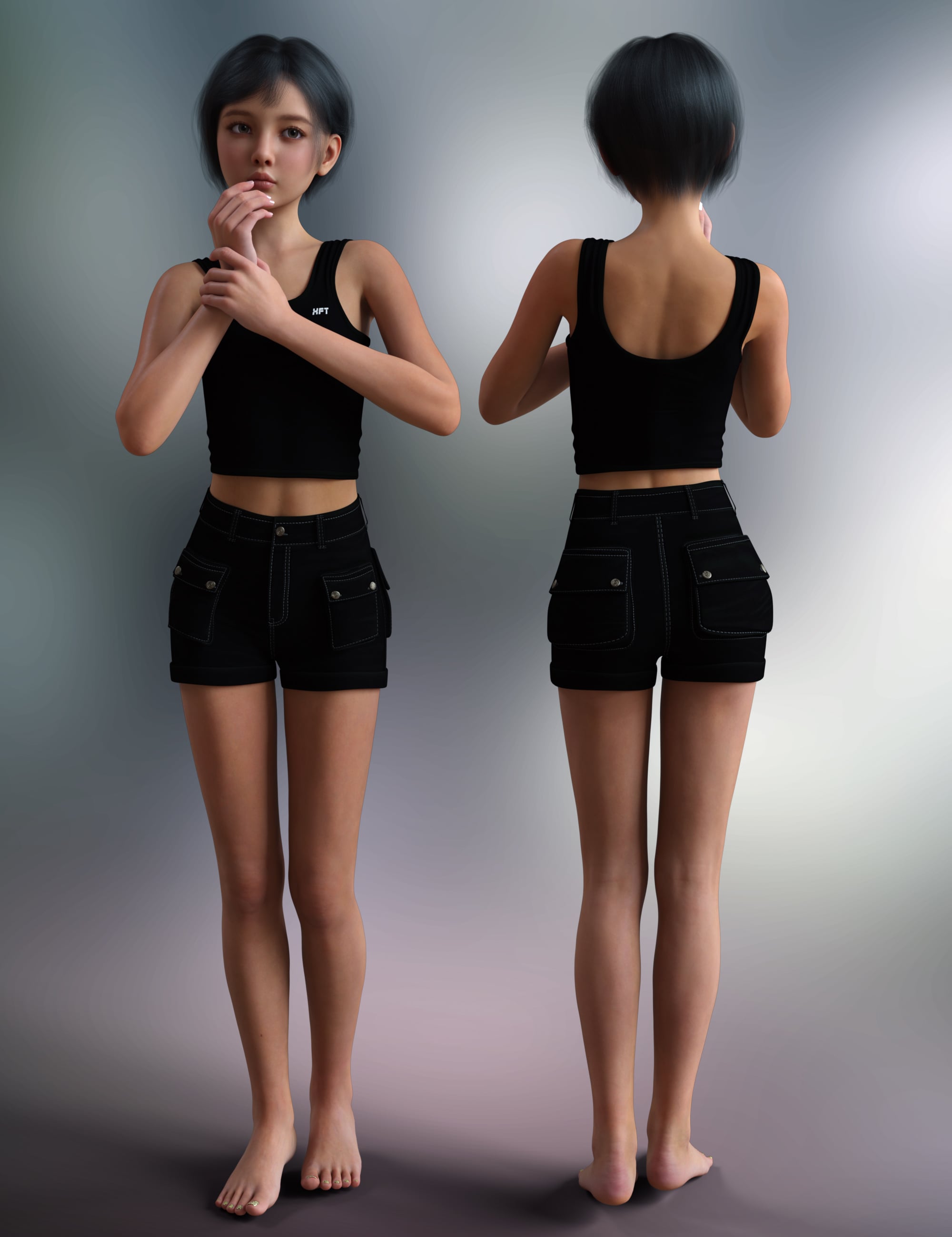 Vo Haru, And Young, and Hair and Clothes Female HD for Genesis 9 Bundle ...
