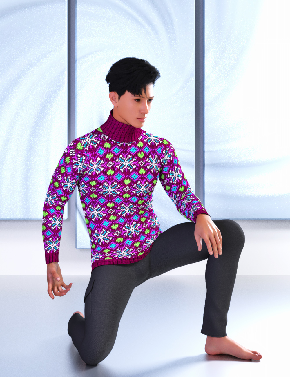 JMR dForce Oto Turtleneck Sweater for Genesis 9 and 8 Males | Daz 3D