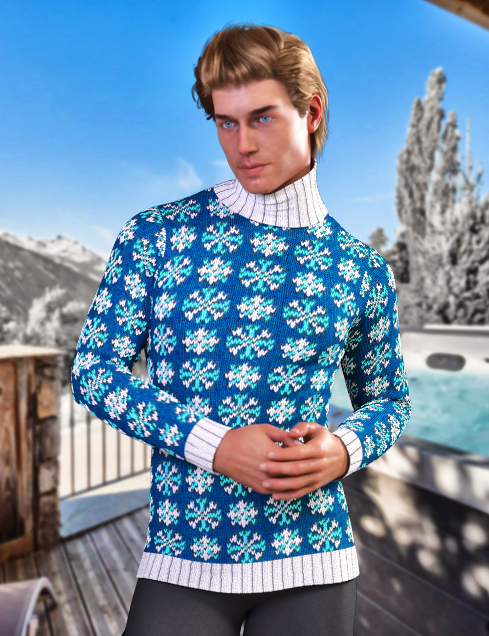 JMR dForce Oto Turtleneck Sweater for Genesis 9 and 8 Males | Daz 3D