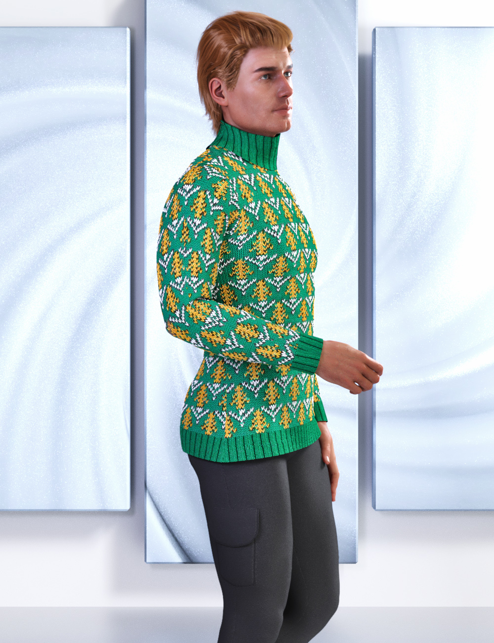 JMR dForce Oto Turtleneck Sweater for Genesis 9 and 8 Males | Daz 3D