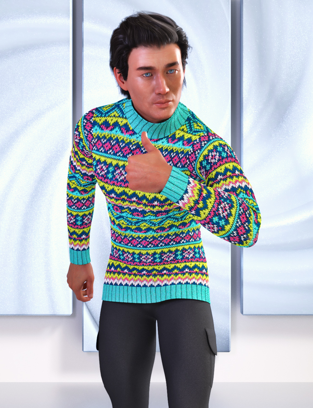JMR dForce Oto Turtleneck Sweater for Genesis 9 and 8 Males | Daz 3D