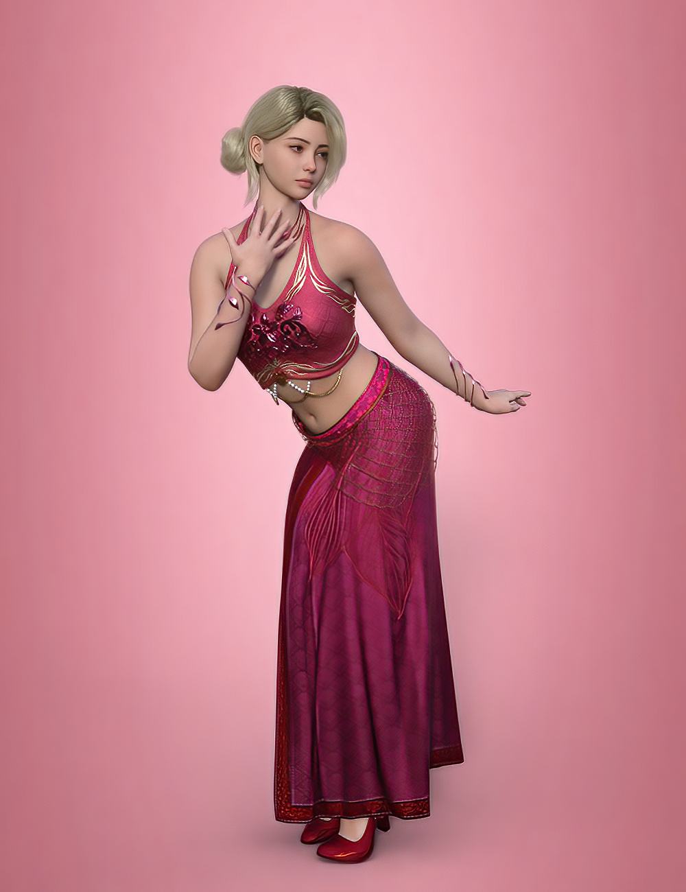 dForce Oriental Traditional Dress Outfit for Genesis 9 | Daz 3D