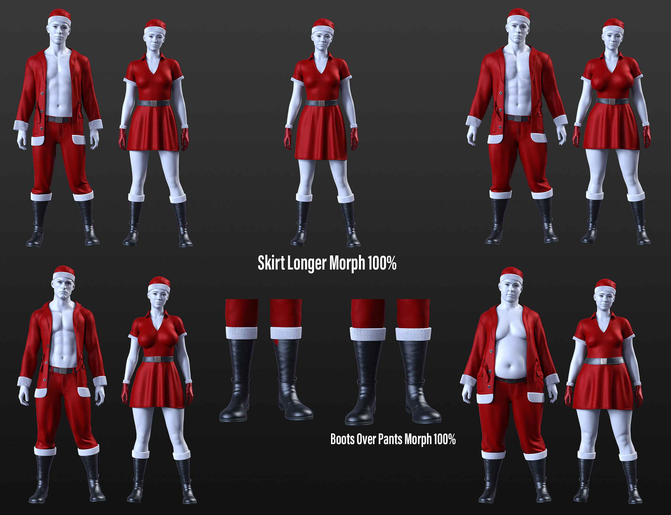 dForce Santa Couple Outfit for Genesis 9 | Daz 3D
