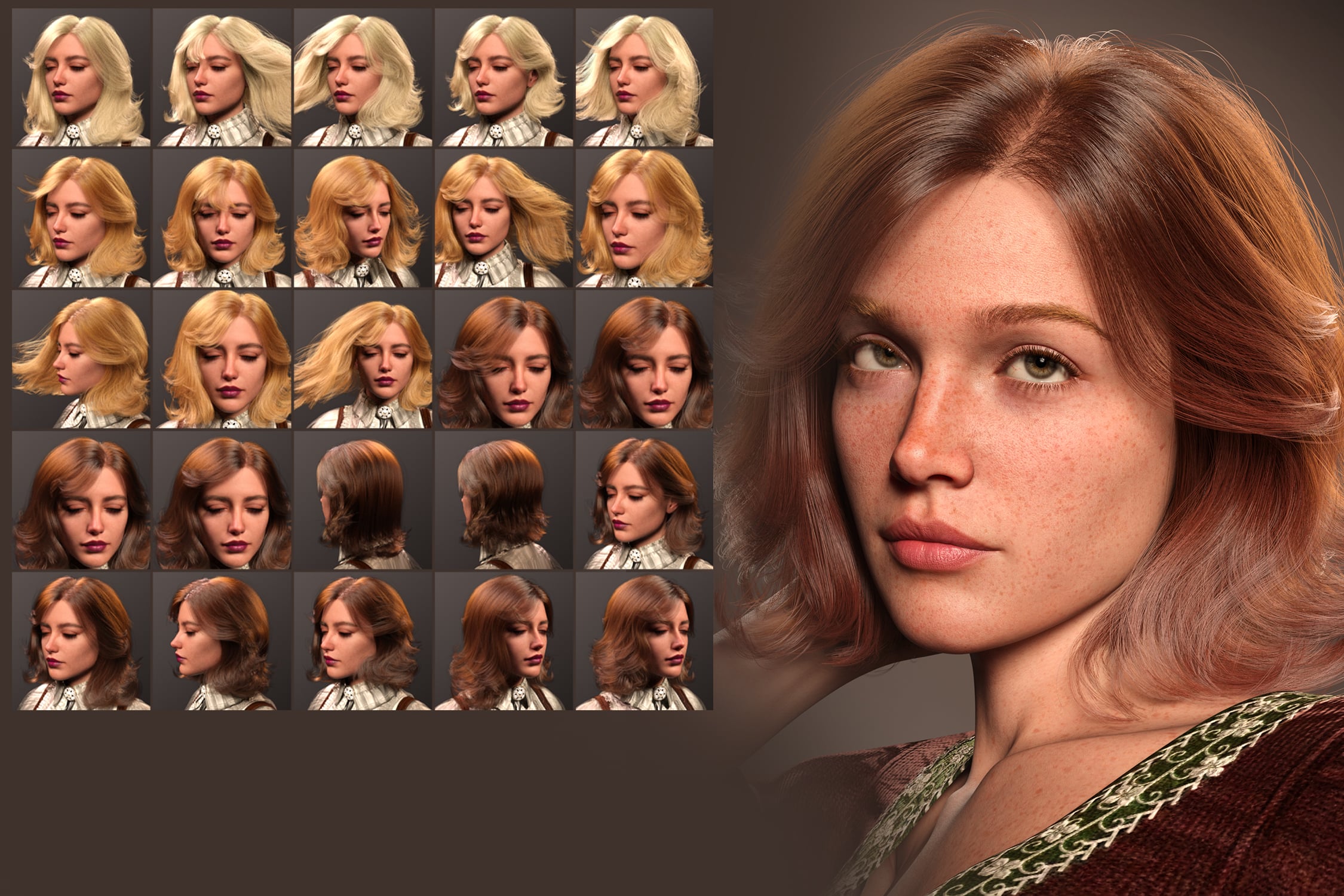 dForce FE Strand-Based Short Curly Hair for Genesis 9 | Daz 3D