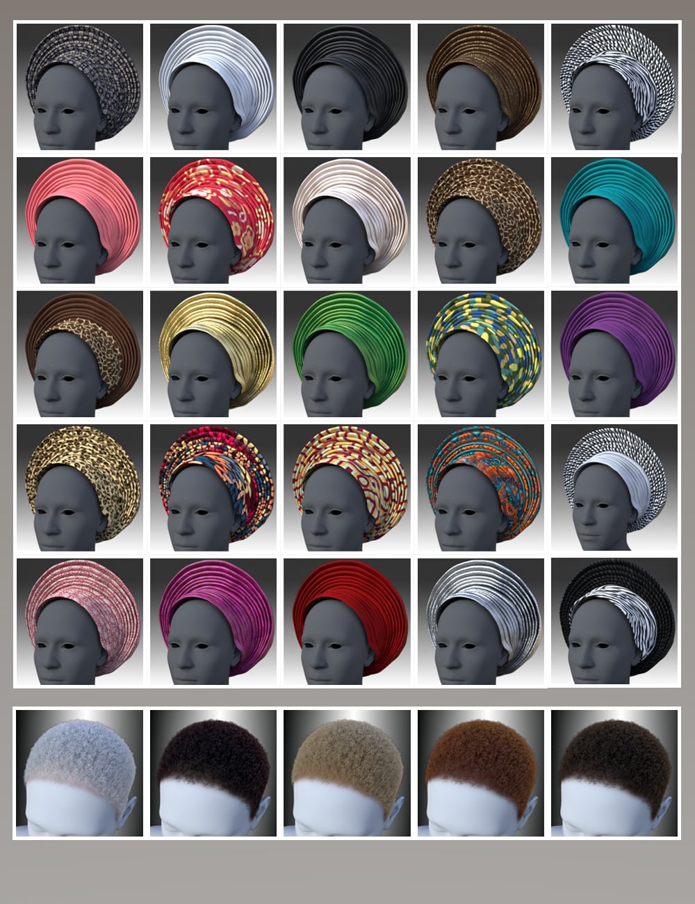 African Gele and Hair for Genesis 9 | Daz 3D