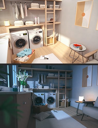 Laundry Room Scene 01 | Daz 3D