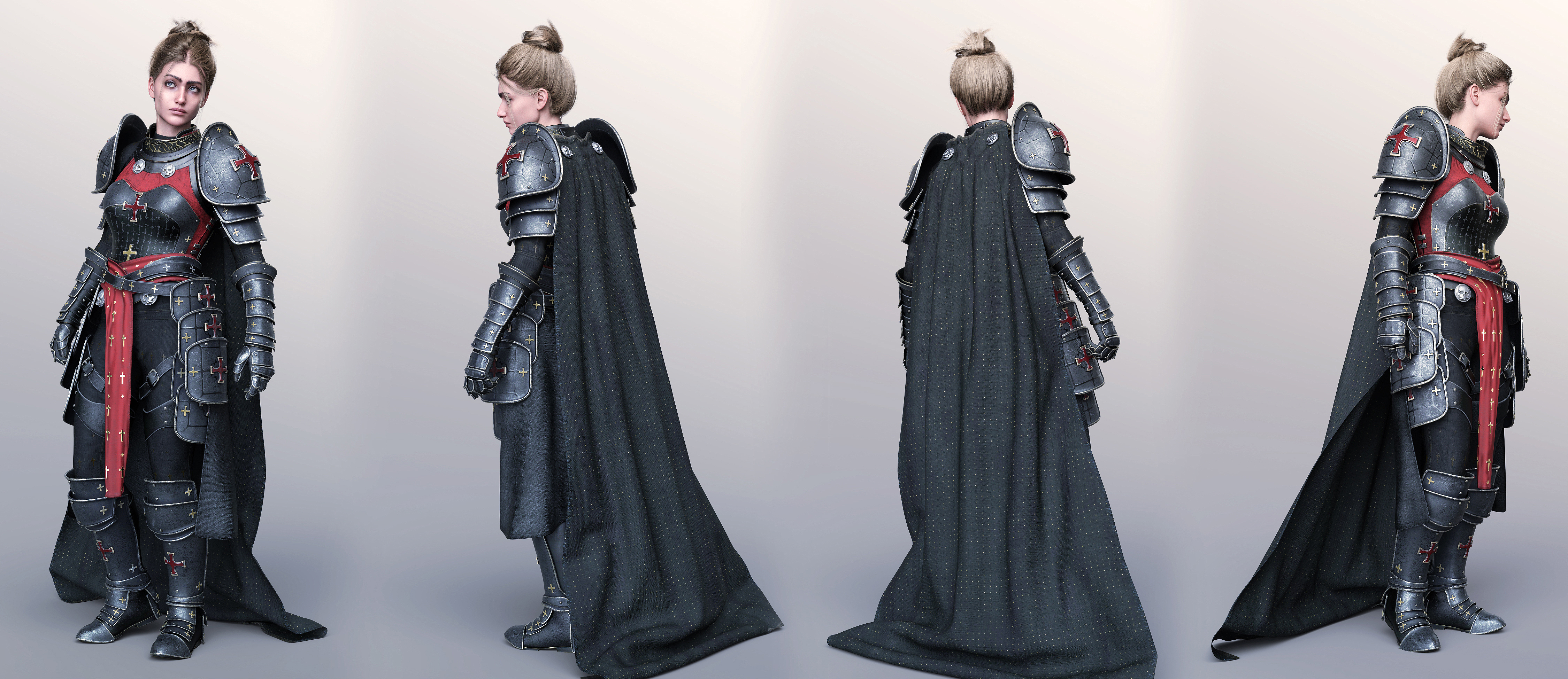 dForce Dark Crusader Knight Armor for Genesis 9 | Daz 3D