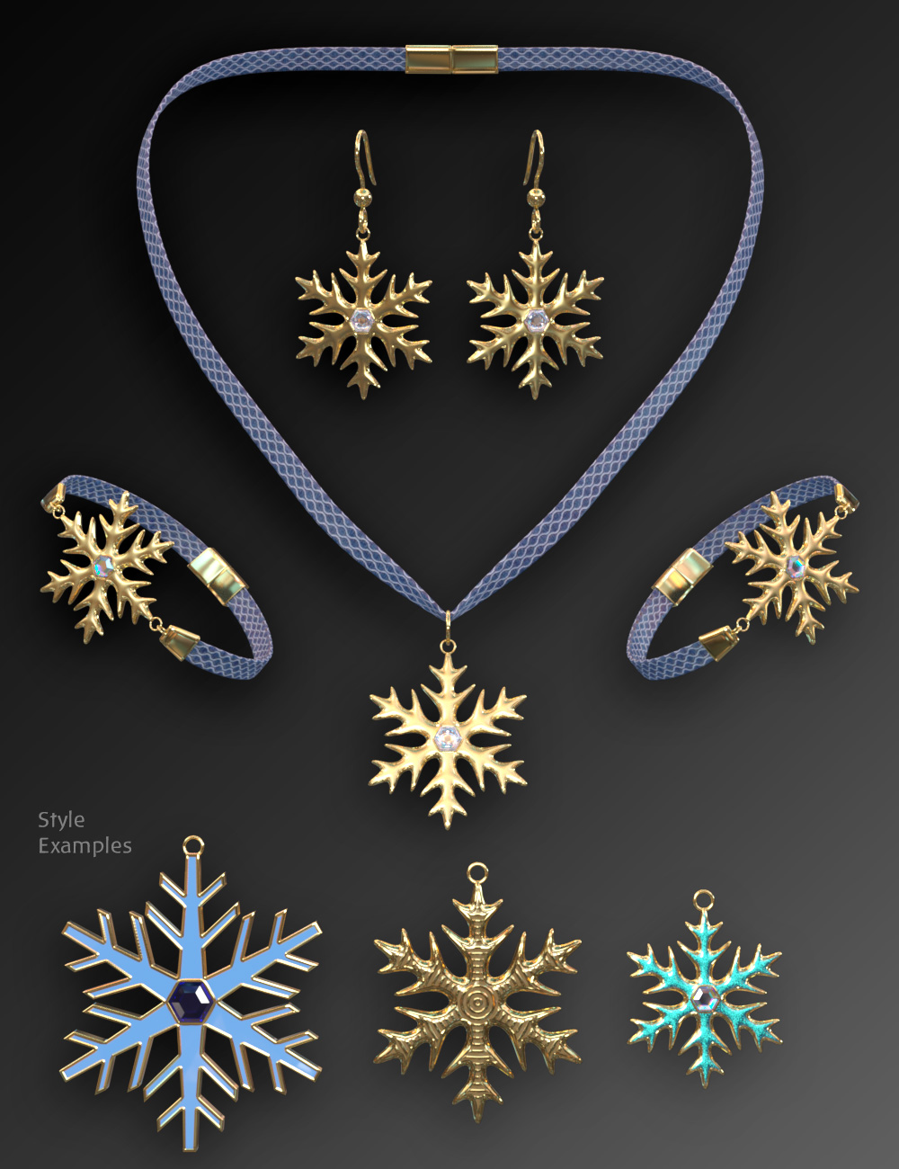 Snowflake Jewelry for Genesis 9 | Daz 3D