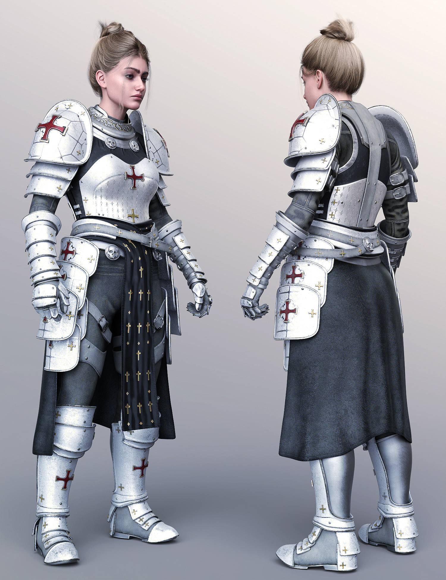 dForce Dark Crusader Knight Armor for Genesis 9 Texture Add-On | Daz 3D