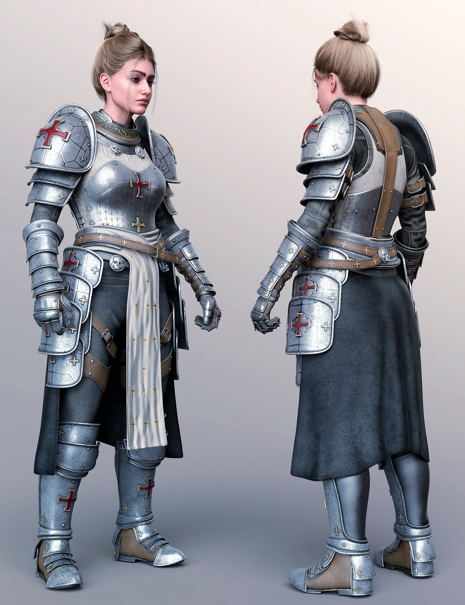 dForce Dark Crusader Knight Armor for Genesis 9 Texture Add-On | Daz 3D