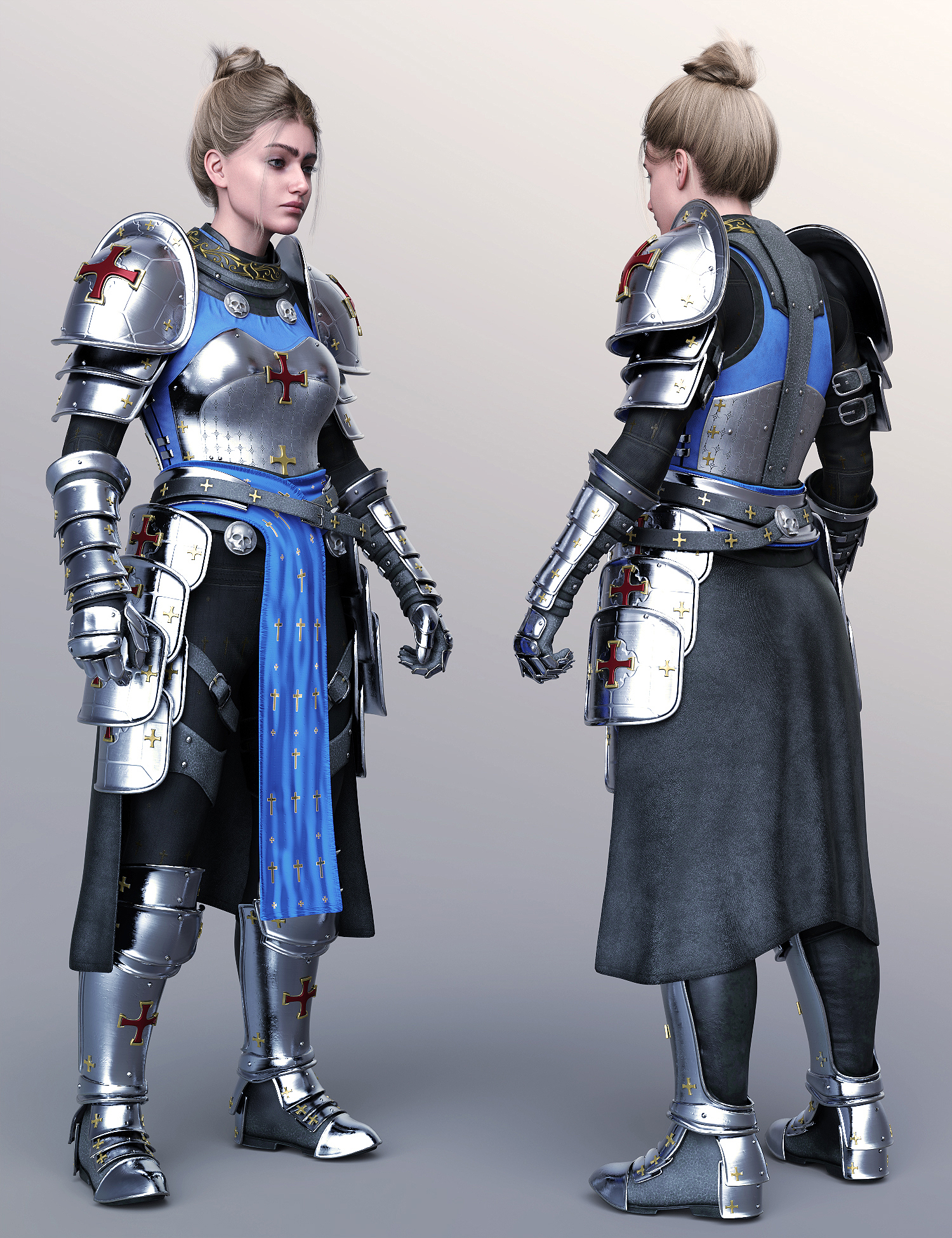 dForce Dark Crusader Knight Armor for Genesis 9 Texture Add-On | Daz 3D