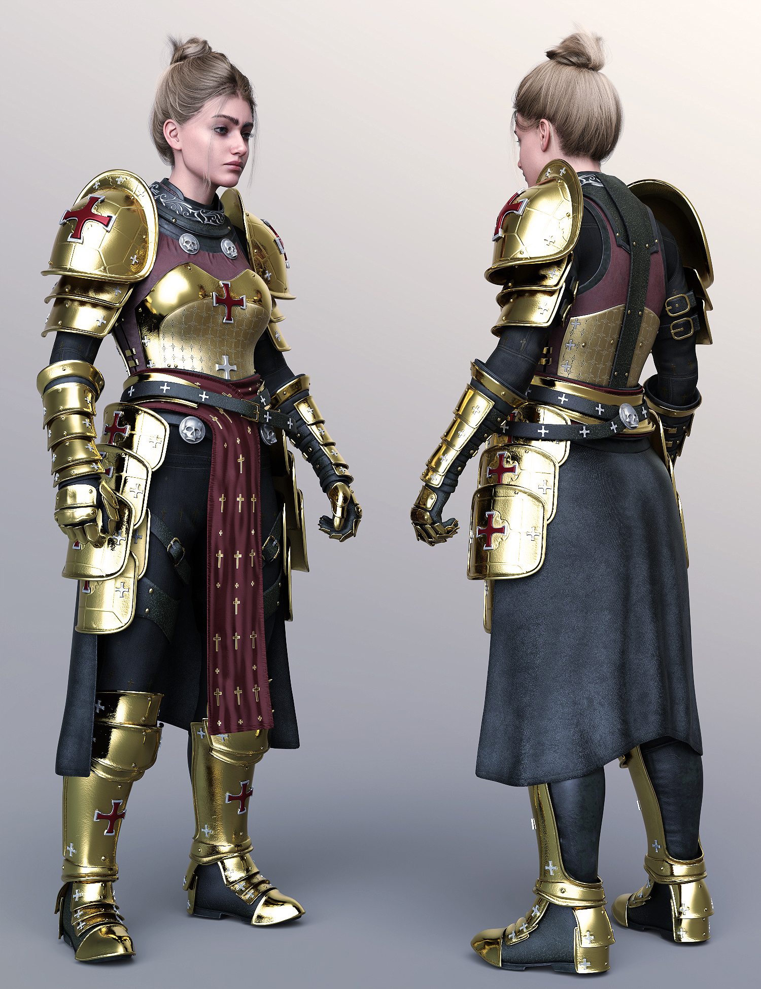 dForce Dark Crusader Knight Armor for Genesis 9 Texture Add-On | Daz 3D