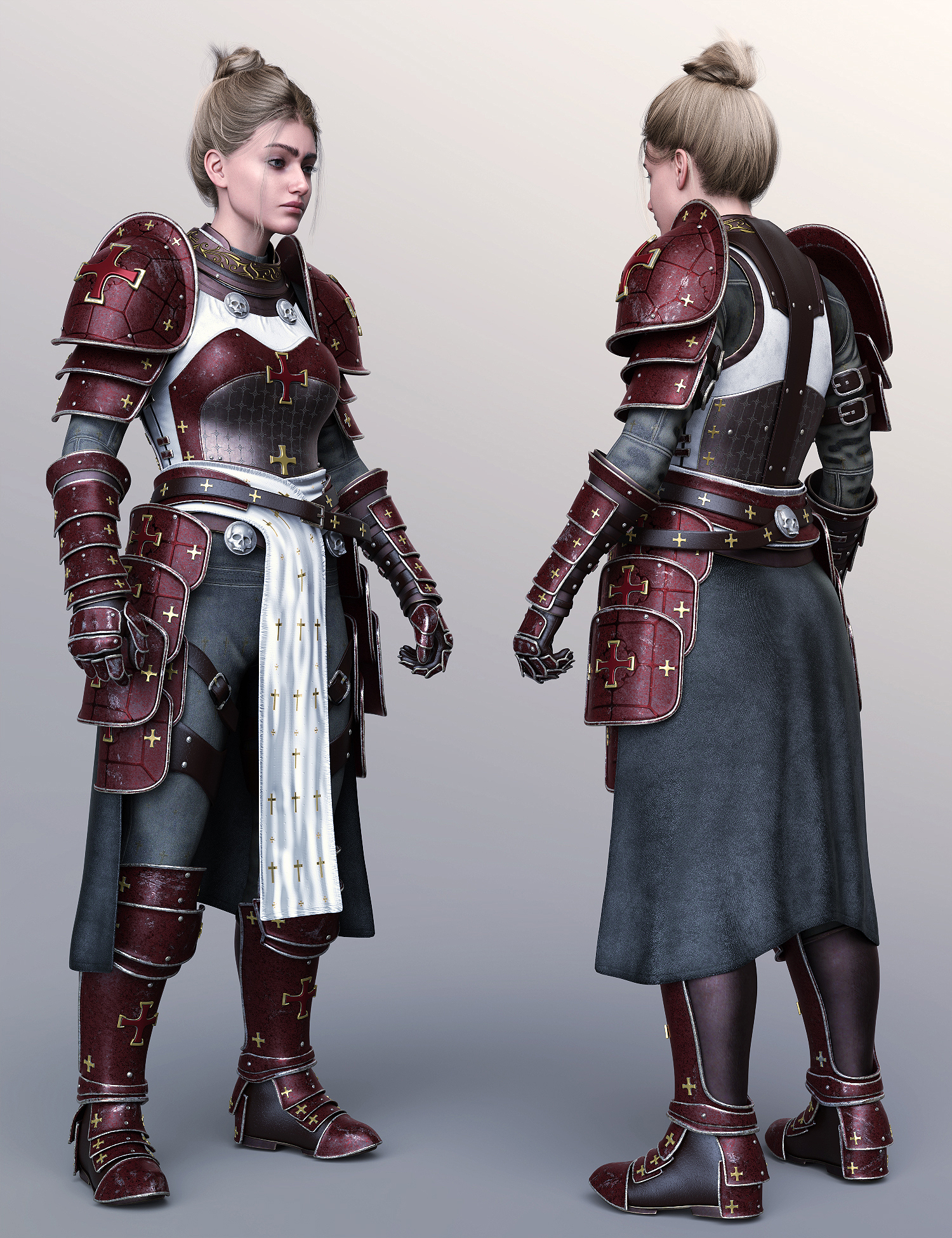 dForce Dark Crusader Knight Armor for Genesis 9 Texture Add-On | Daz 3D