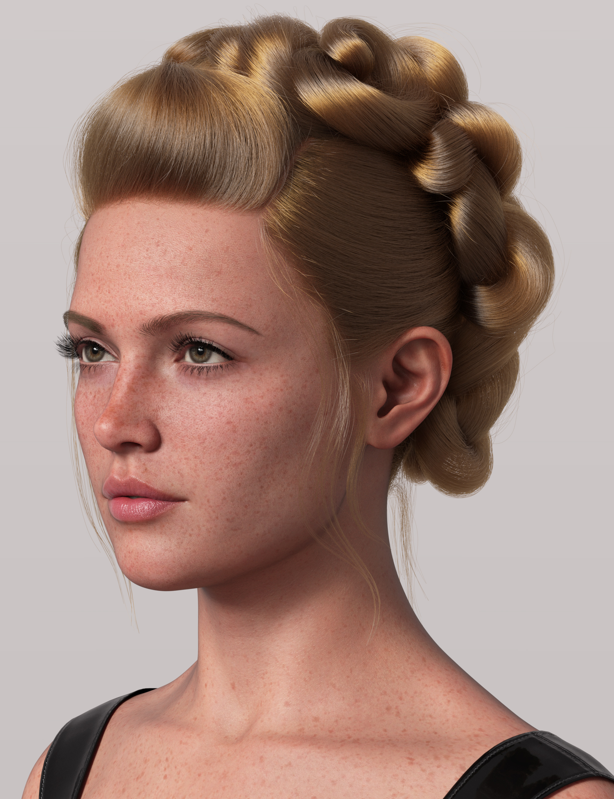 dForce Strand-Based Burlesque Style Updo Hair for Genesis 9 and 8 ...