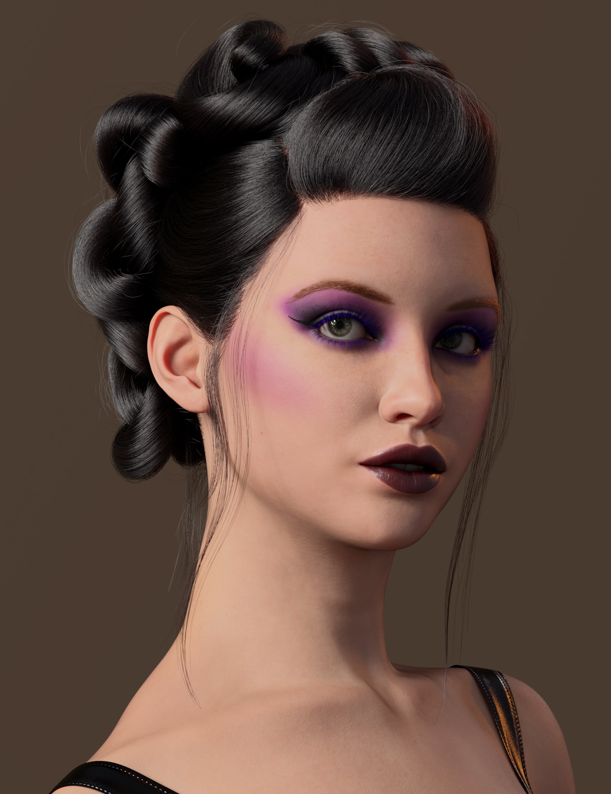 dForce Strand-Based Burlesque Style Updo Hair for Genesis 9 and 8 ...