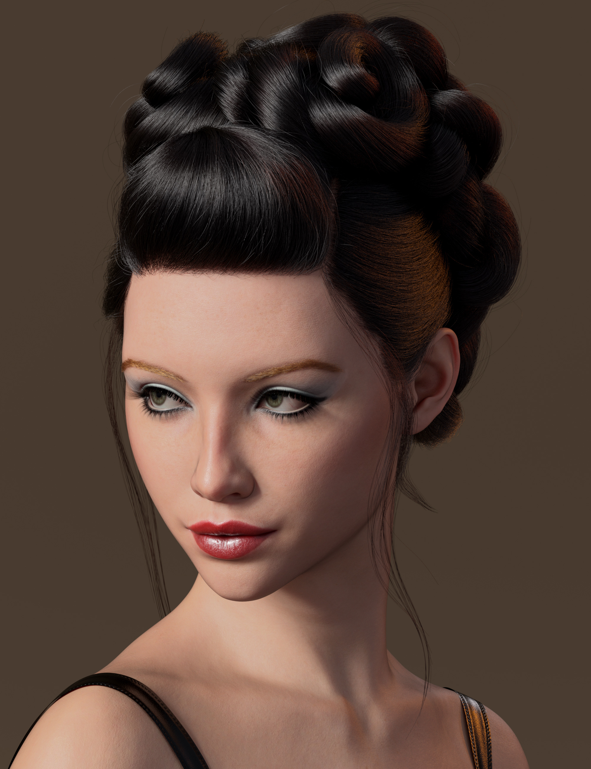 dForce Strand-Based Burlesque Style Updo Hair for Genesis 9 and 8 ...