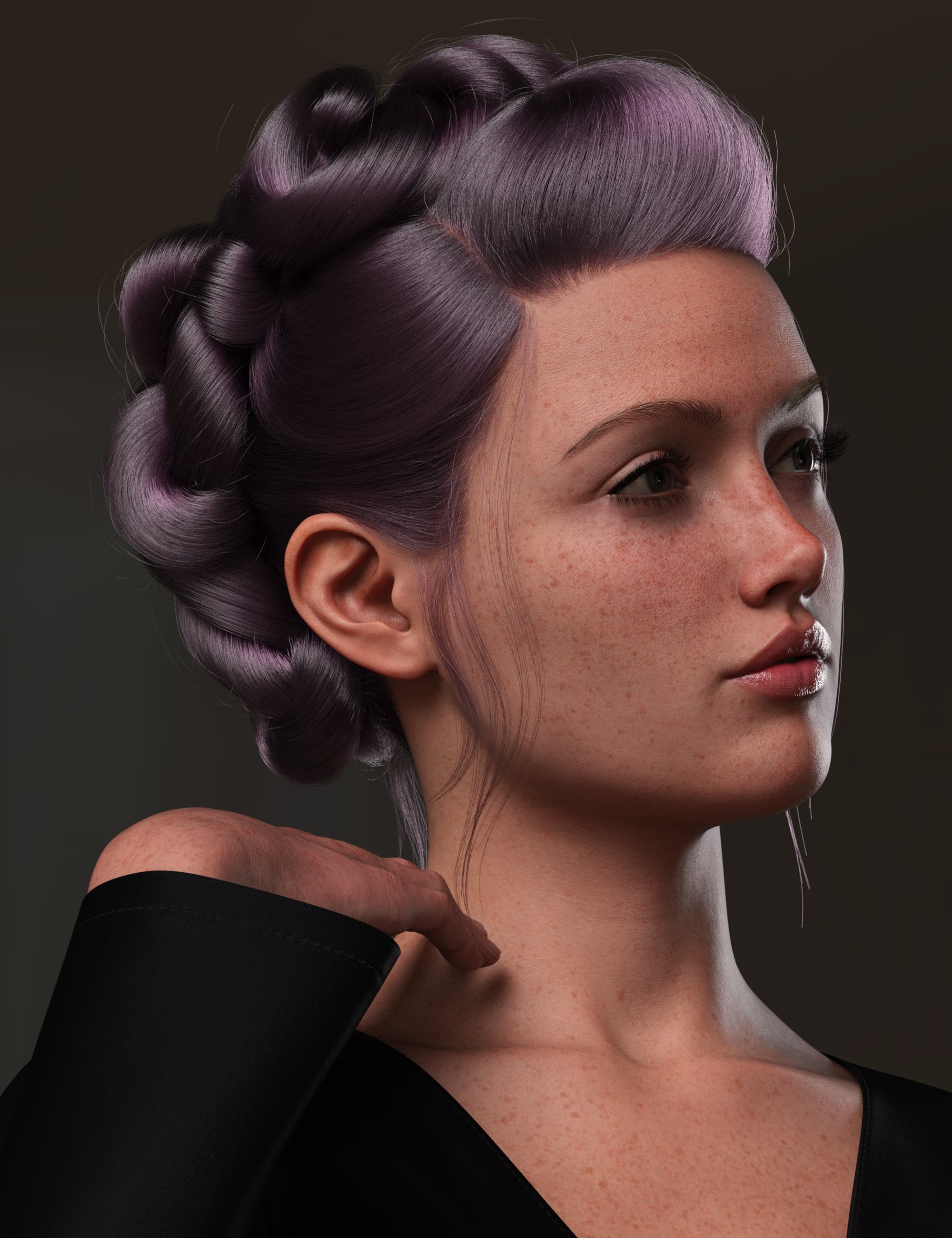 dForce Strand-Based Burlesque Style Updo Hair for Genesis 9 and 8 ...
